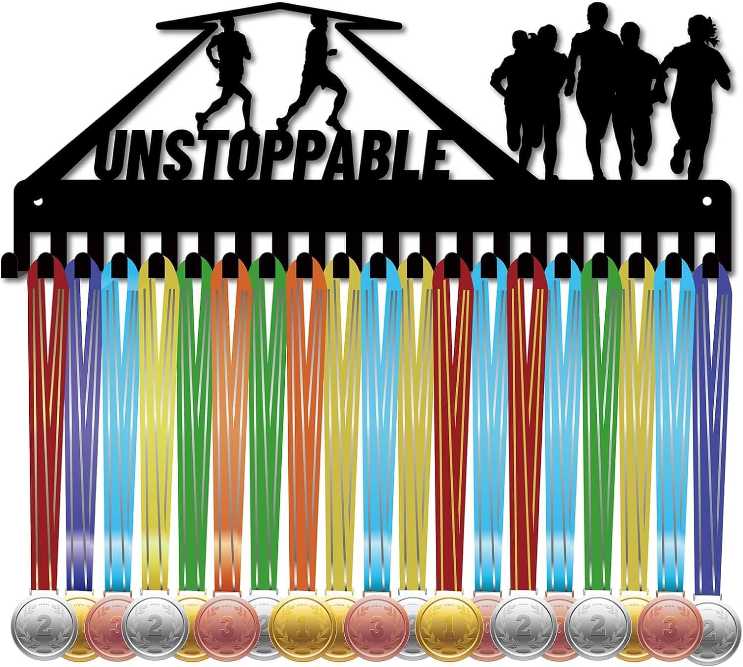 Running Medal Hanger Display Medal Holder Frame Rack Unstoppable Sports ...