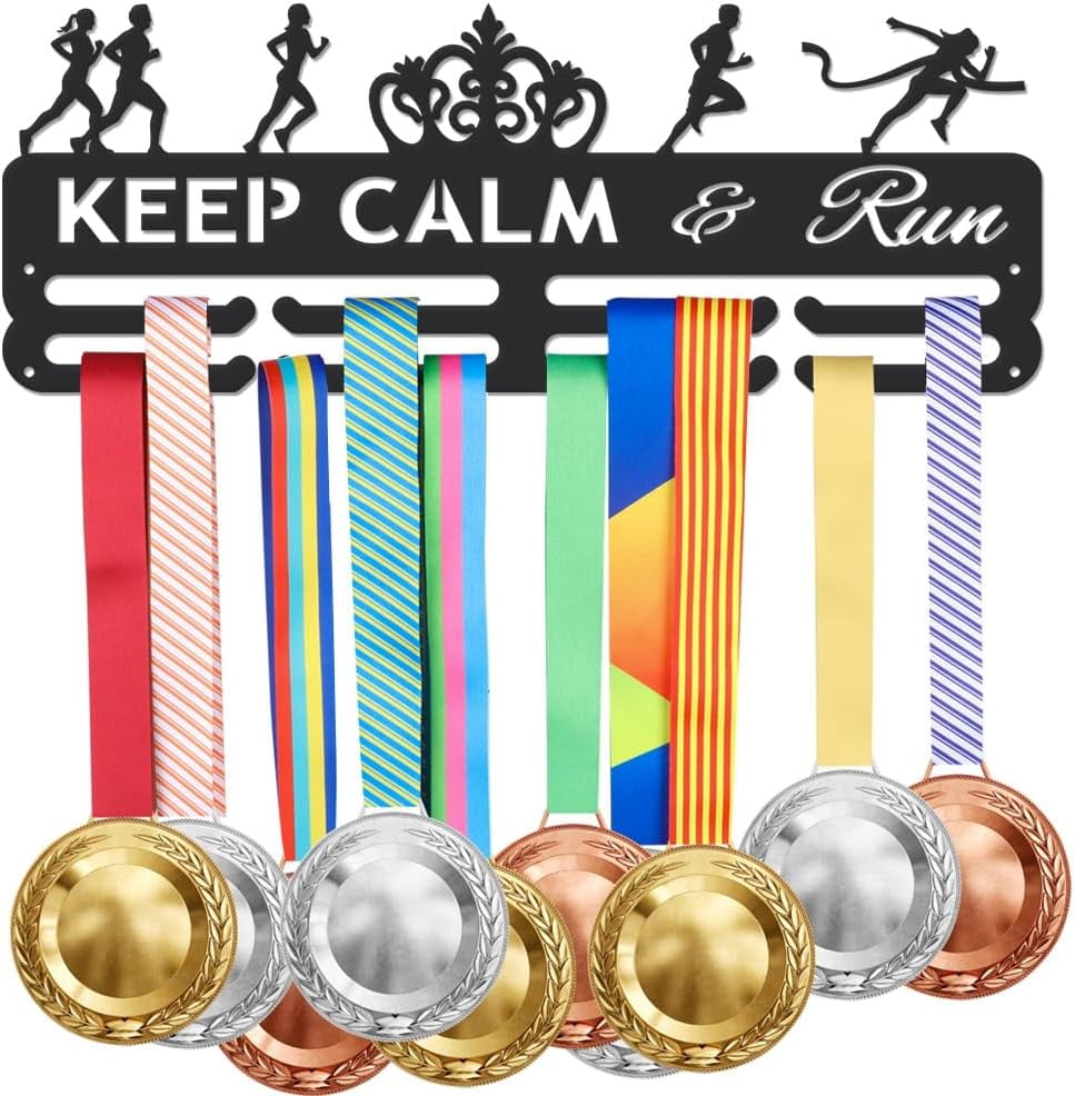 Running Medal Hanger Display Keep Calm & Run Sports Award Metal Holder ...