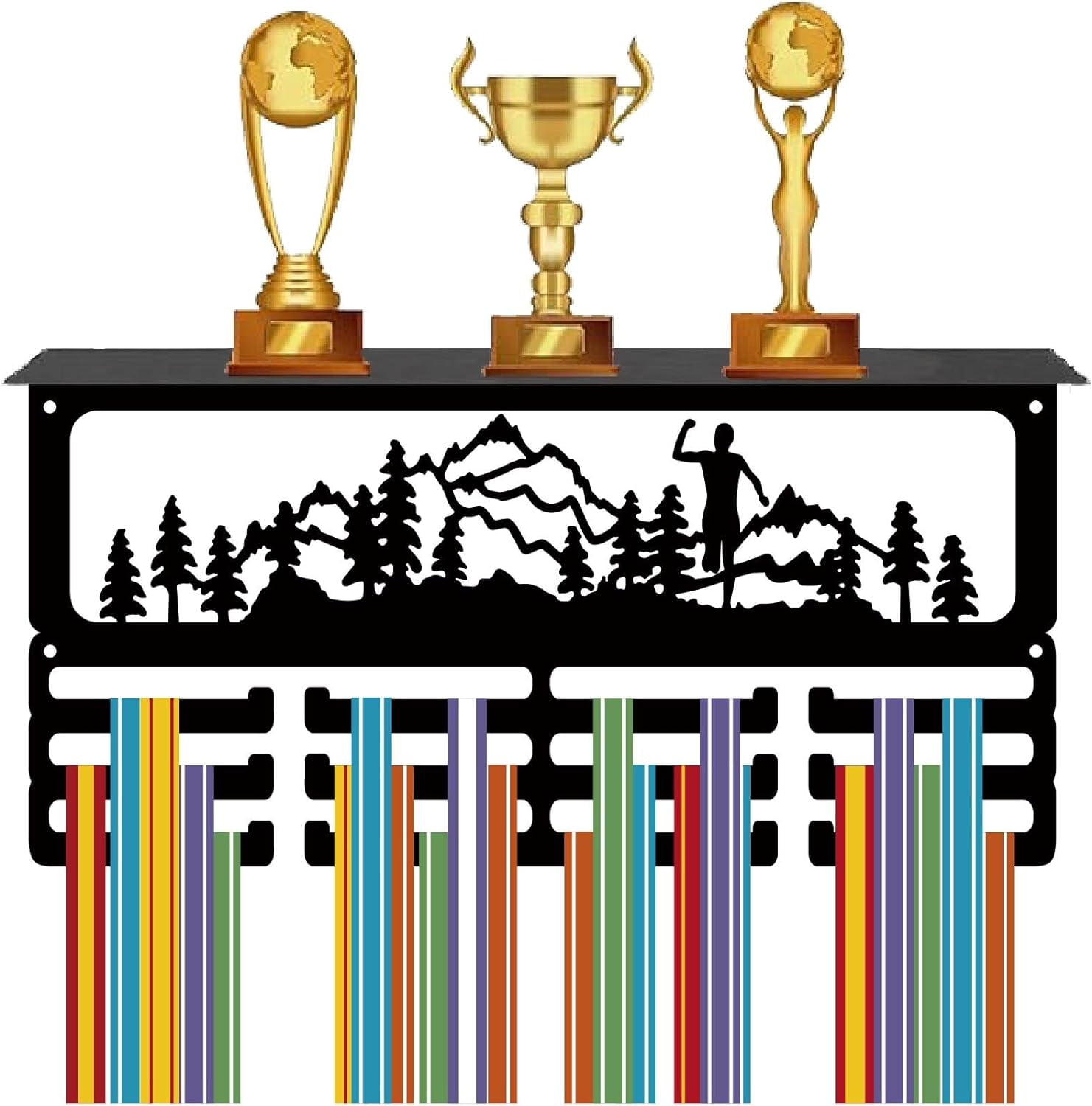 Running Medal Hanger Display Trophy Shelf Medal Holder with Shelf ...