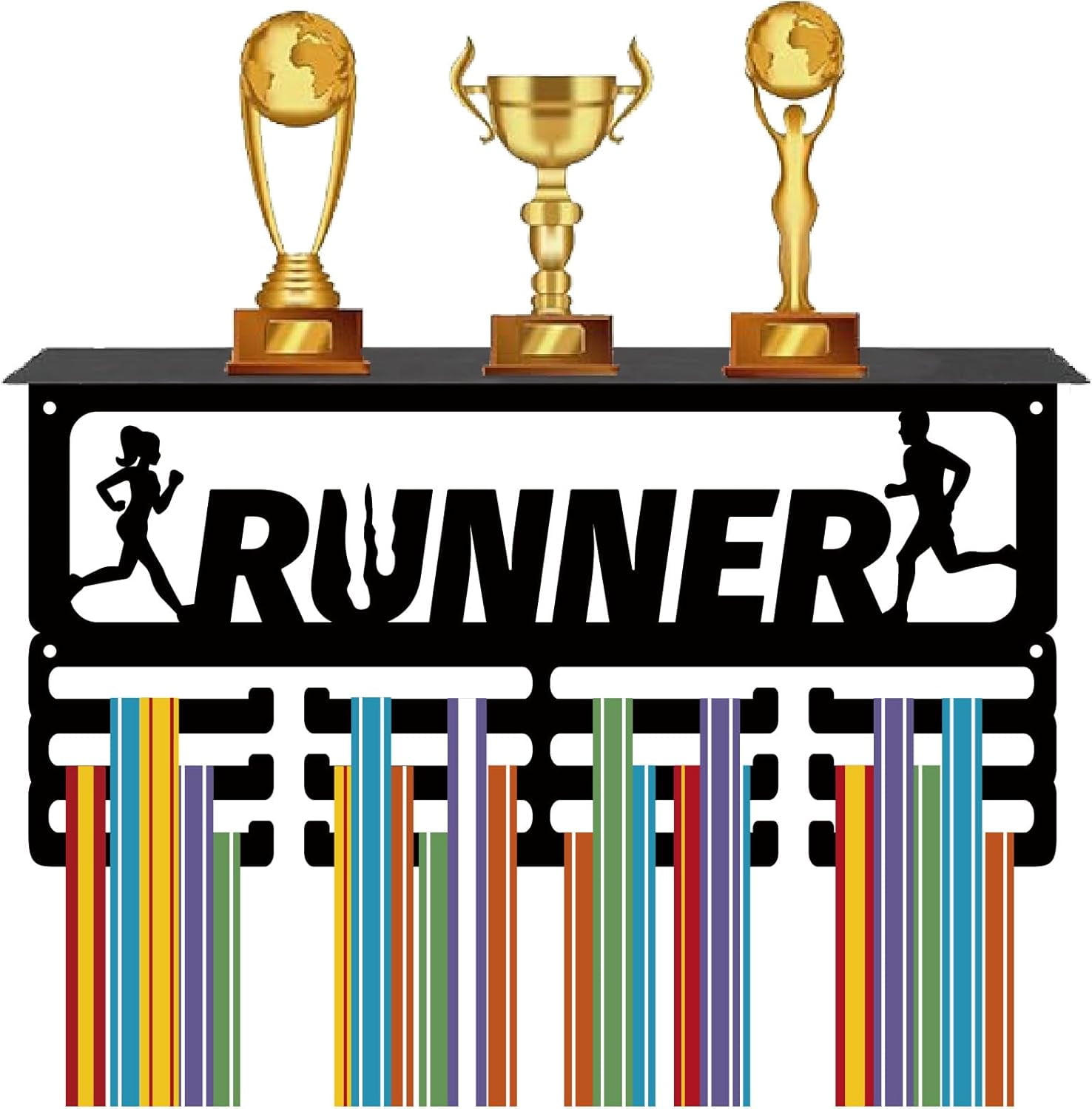 Running Medal Hanger Display Trophy Shelf Medal Holder with Shelf Stand ...