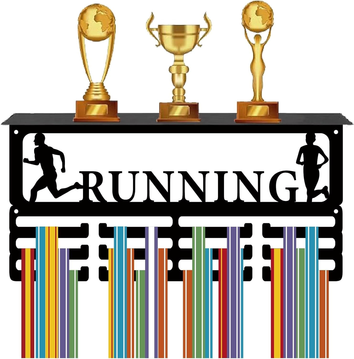 Running Medal Hanger Display Trophy Shelf Medal Holder with Shelf Stand ...