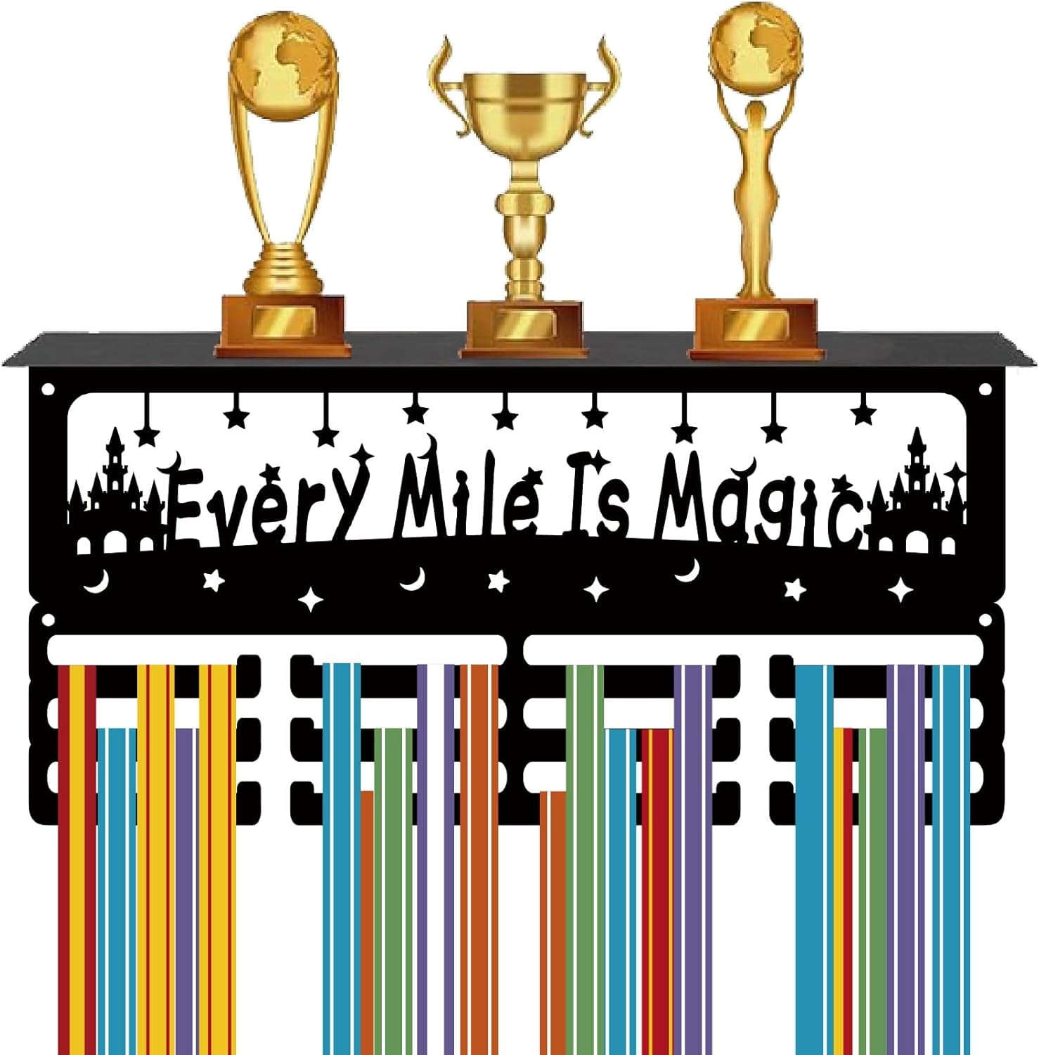 Running Medal Hanger Marathon Trophy Shelf with 12 Hooks Sports Medal ...