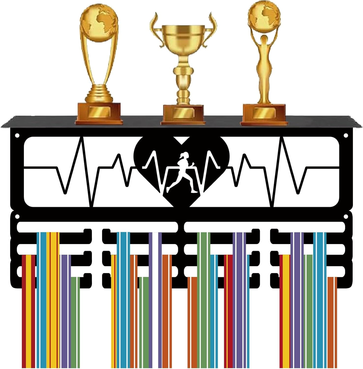 Running Medal Hanger Runner Trophy Shelf with 12 Hooks for Medals ...