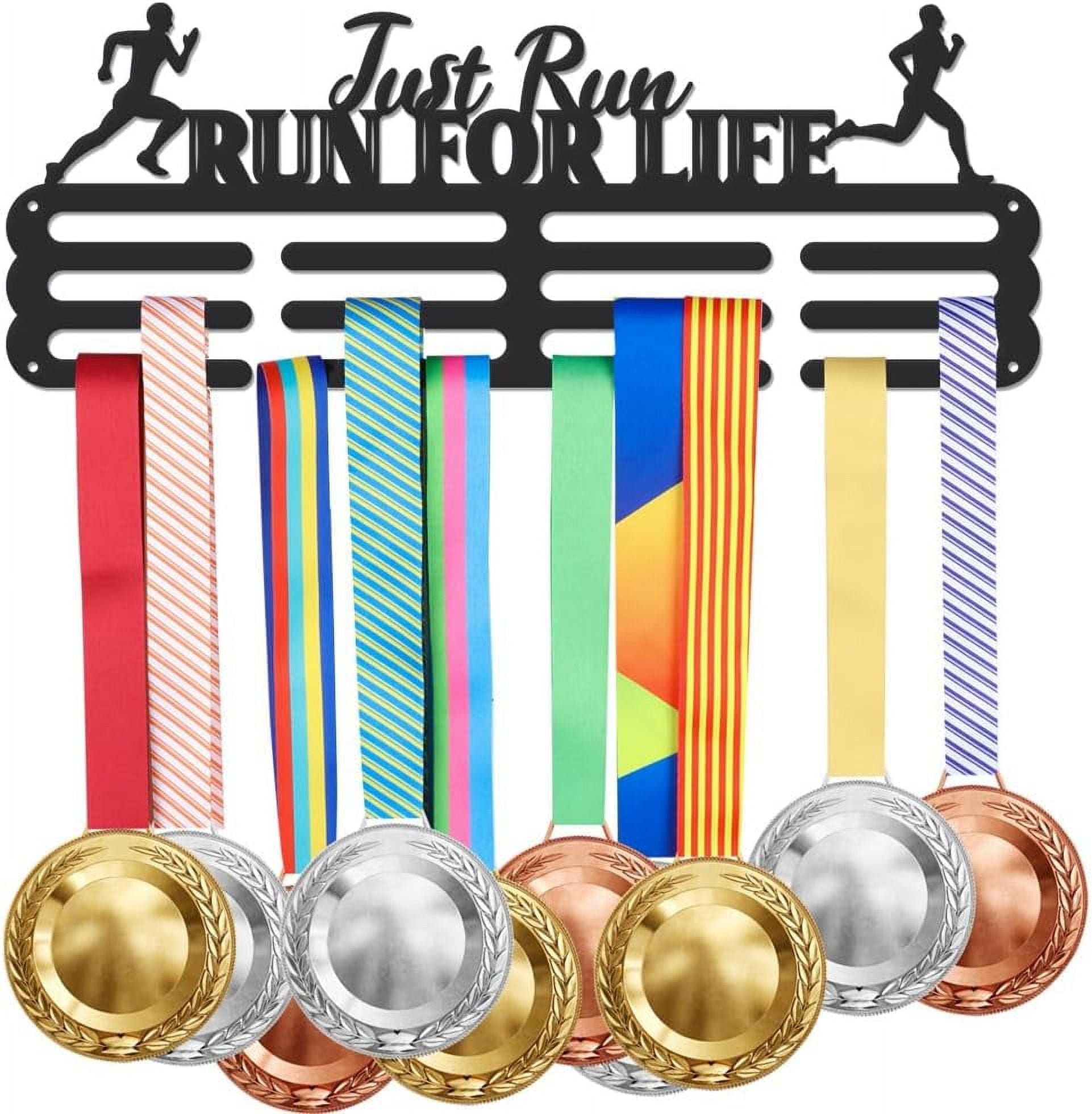 Running Medal Holder Display Just Run Trophy Hanger Rack Motivational ...