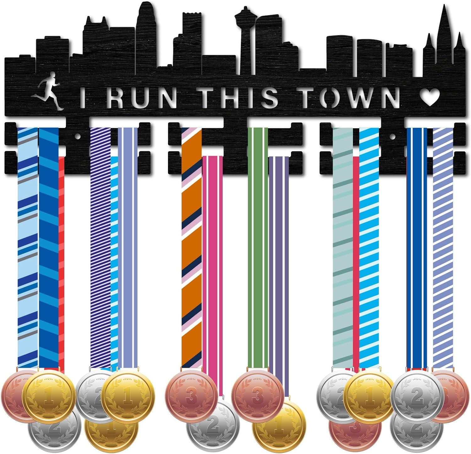Running Medal Holder Display Sports Rack Hanging Wood Medal Organizer ...
