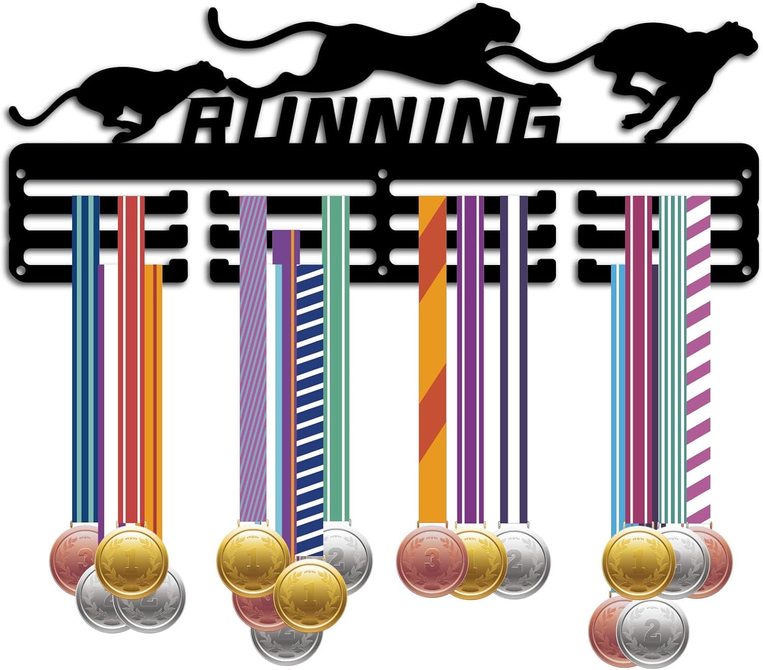 Running Medal Holder Hanger Leopard Medal Rack Organizer Metal Shelf ...