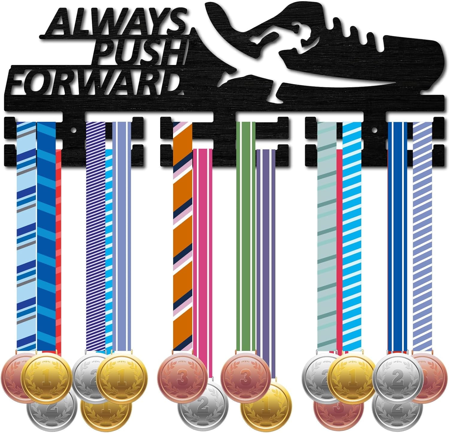 Running Medal Holder Medal Hangers Display Wall Mount Frame Wooden ...