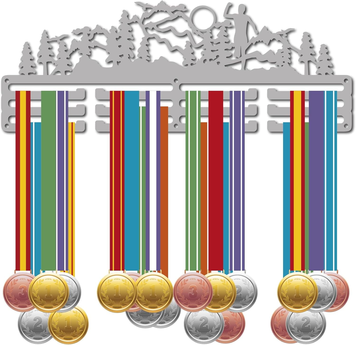 Running Medal Holder Mountain Medal Hanger Display Sun Trees Birds Wall ...
