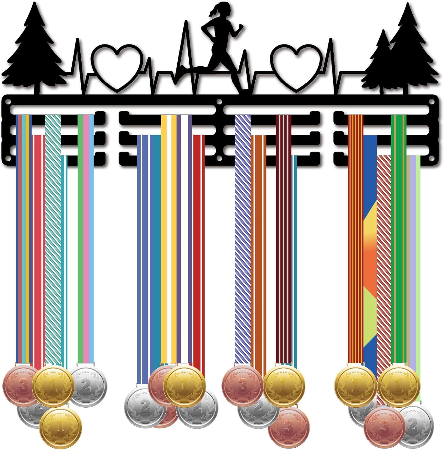 Running Medal Holder Runner Medal Hanger Display with 12 Lines Medal ...