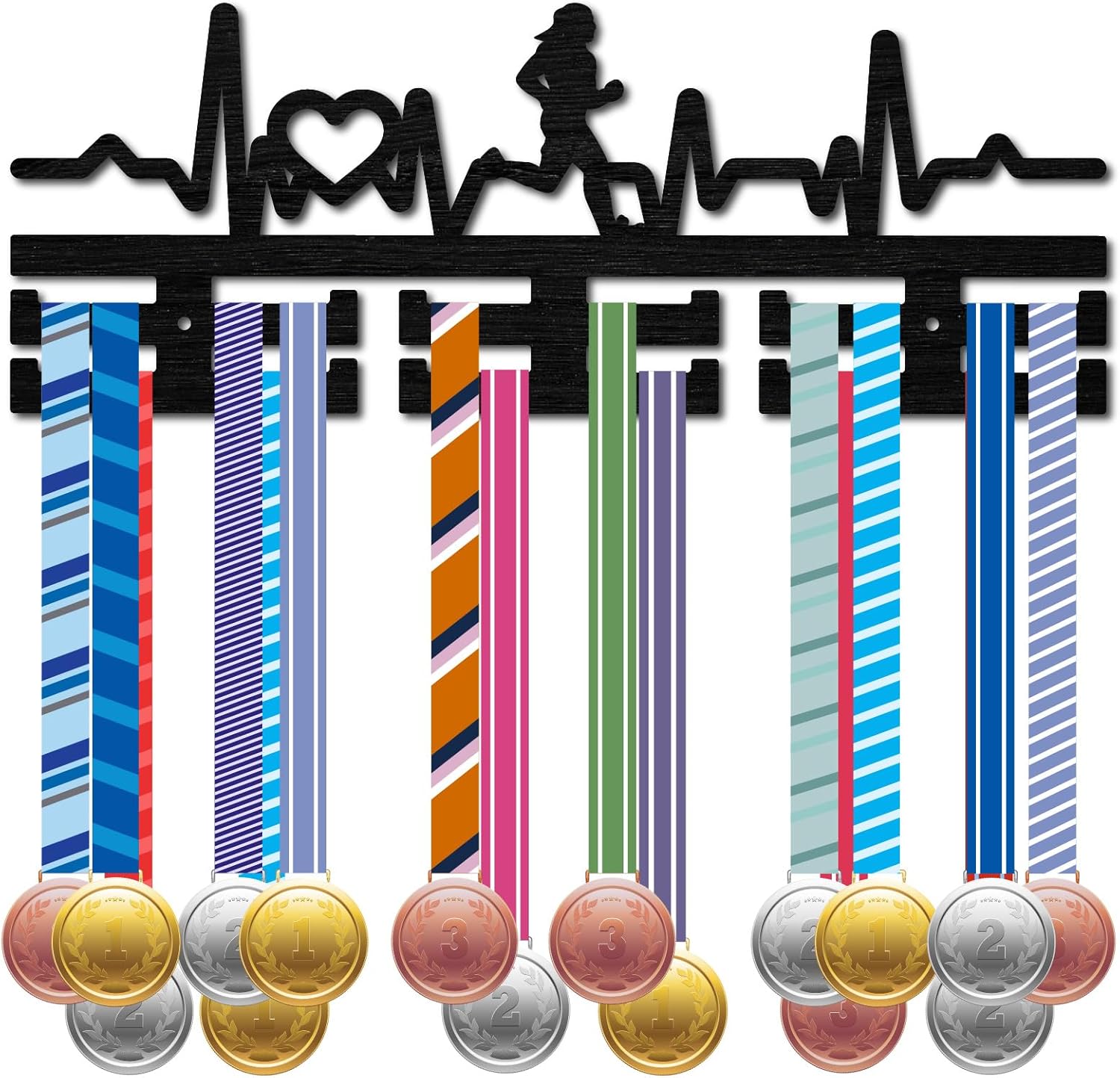 Running Medal Holder Sports Medal Hanger Display Wall Rack Frame Black ...