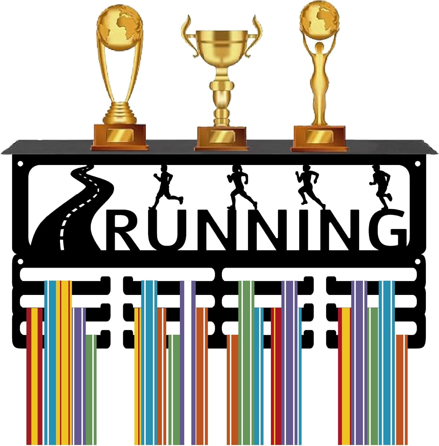 Running Medal Holder Trophy Display with 12 Hooks Sports Run Marathon ...
