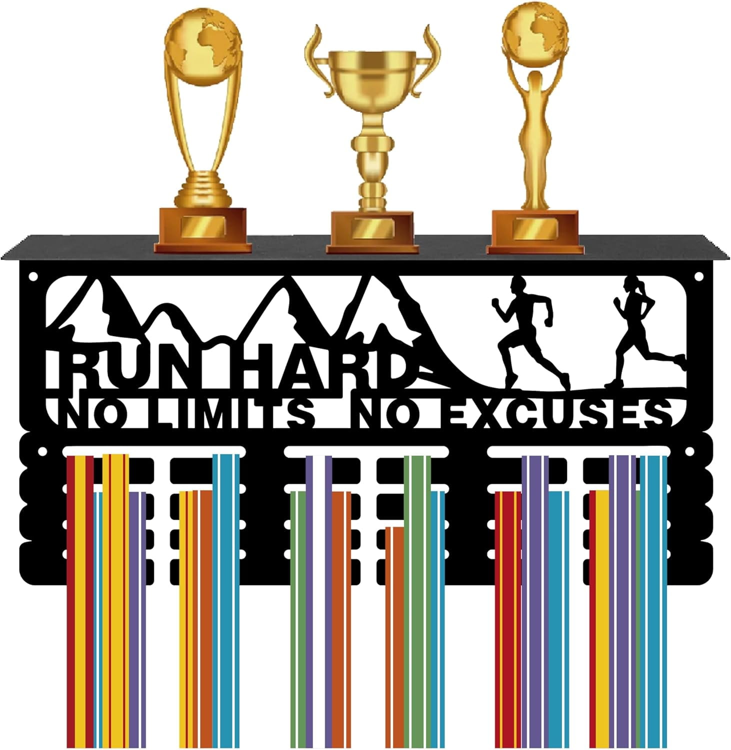 Running Medal Holder Trophy Shelf Medal Hanger Display with Shelf Stand ...