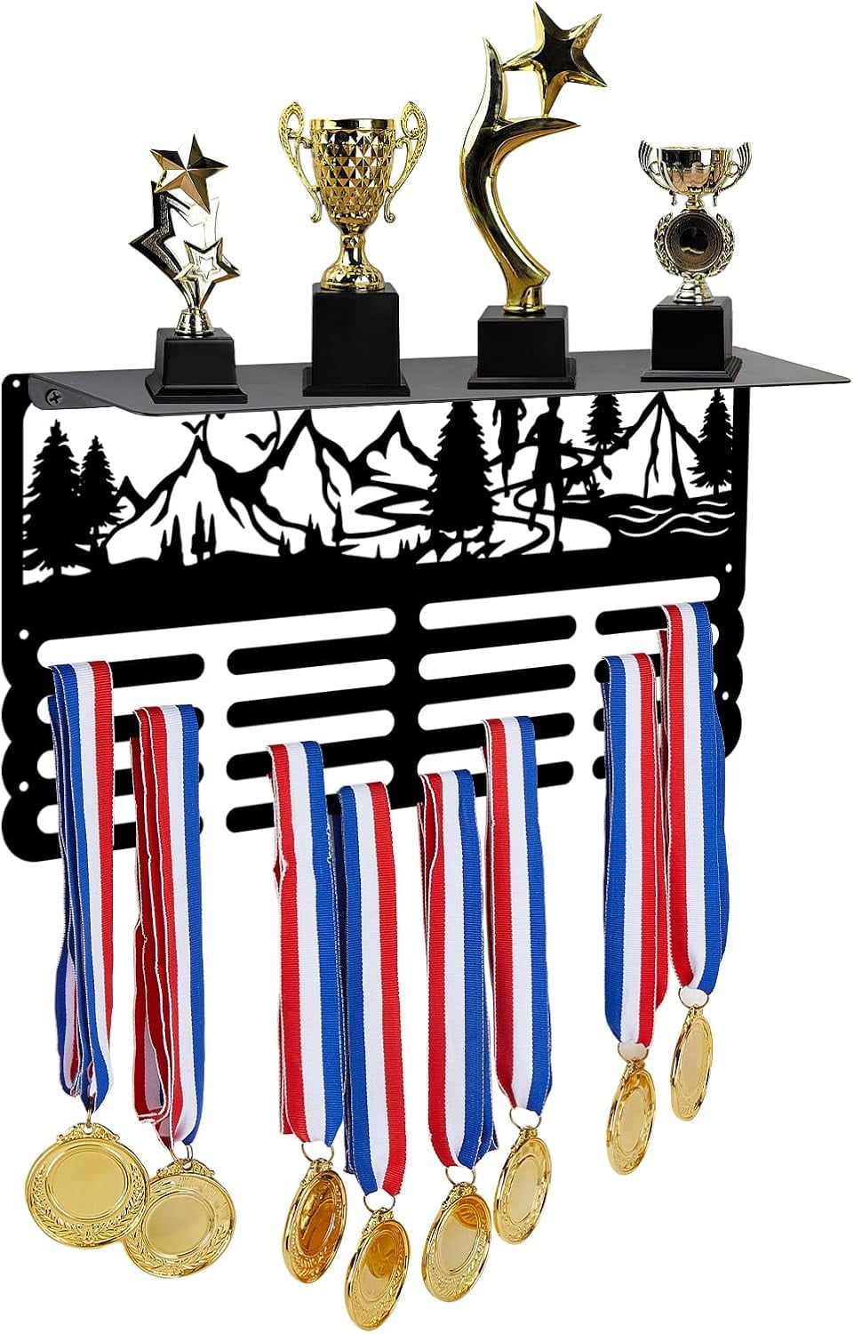 Running Medal Trophy Hanger Rack Mountain Run Medal Holder Display with ...