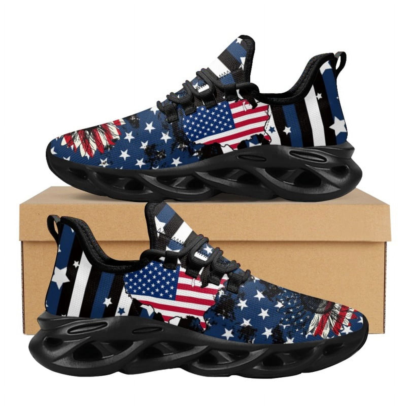 Running Mesh Shoes for Women Men American Independence Day Design ...