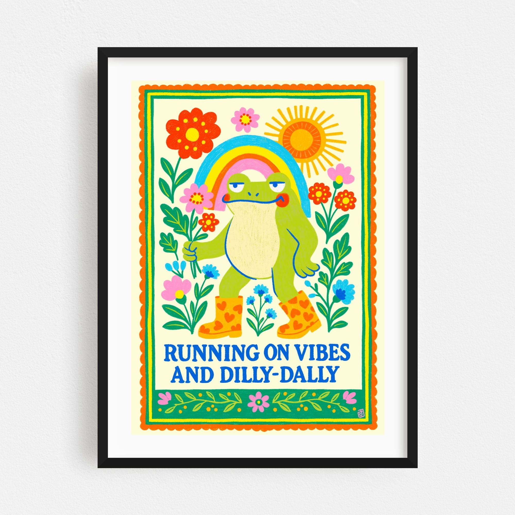 Running On Vibes and Dilly Dally - Digital Art Humor Whimsical Quote ...