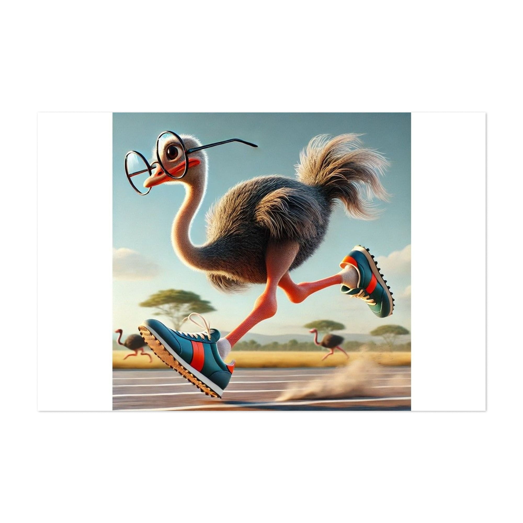 Running Ostrich in Spectacles - Kenya Digital Art Humor Surrealism ...