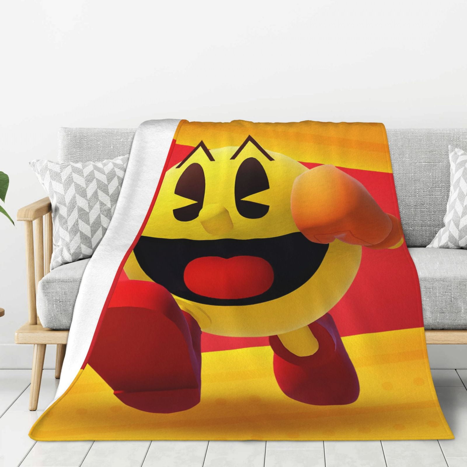 Running Pac-Man Game Blanket Cozy Soft Fleece Flannel Bed Blanket All ...