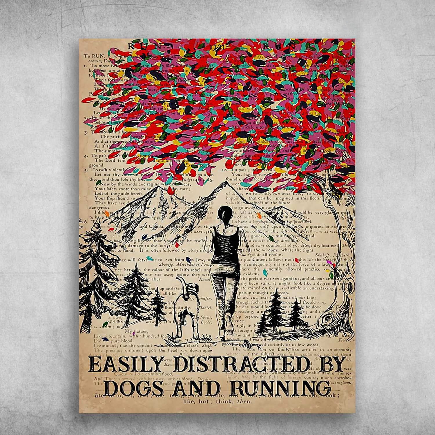 Running Poster, Running With Dog - Easily Distracted By, Dog And ...