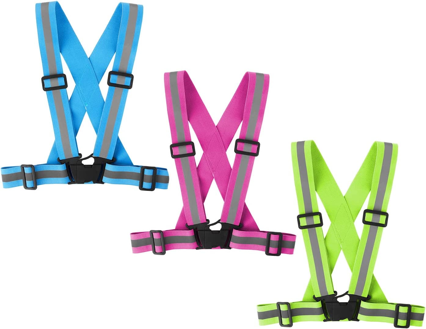 Running Reflective Vest Gear 3 Pack, Adjustable Safety Vest High ...