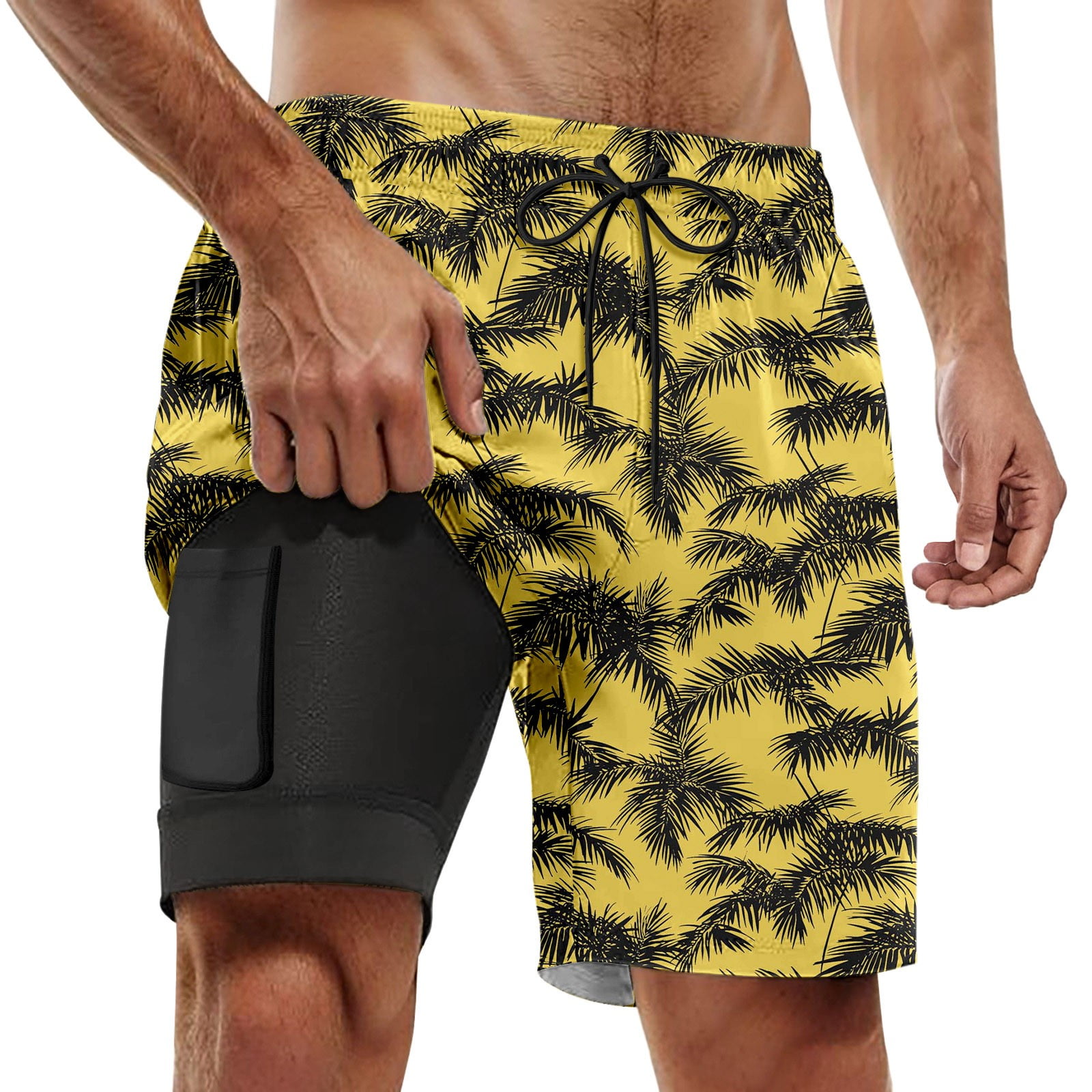 Running Shorts for Men European Summer Beach Shorts Casual Coconut Tree ...