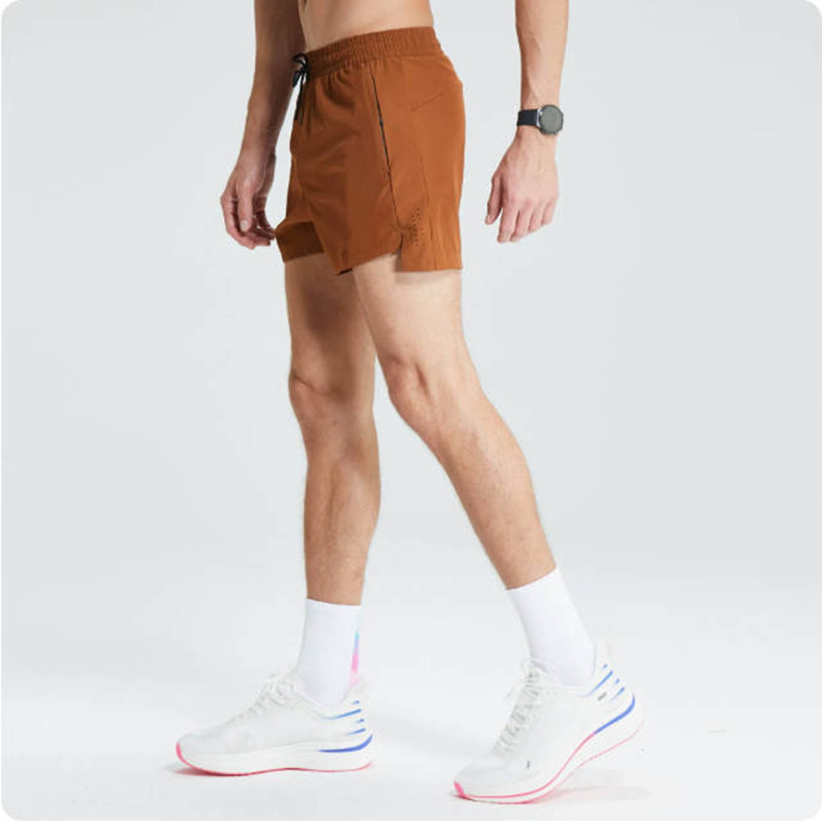Running Shorts for Men, Man Solid Color Tatting Four-sided Projectile ...