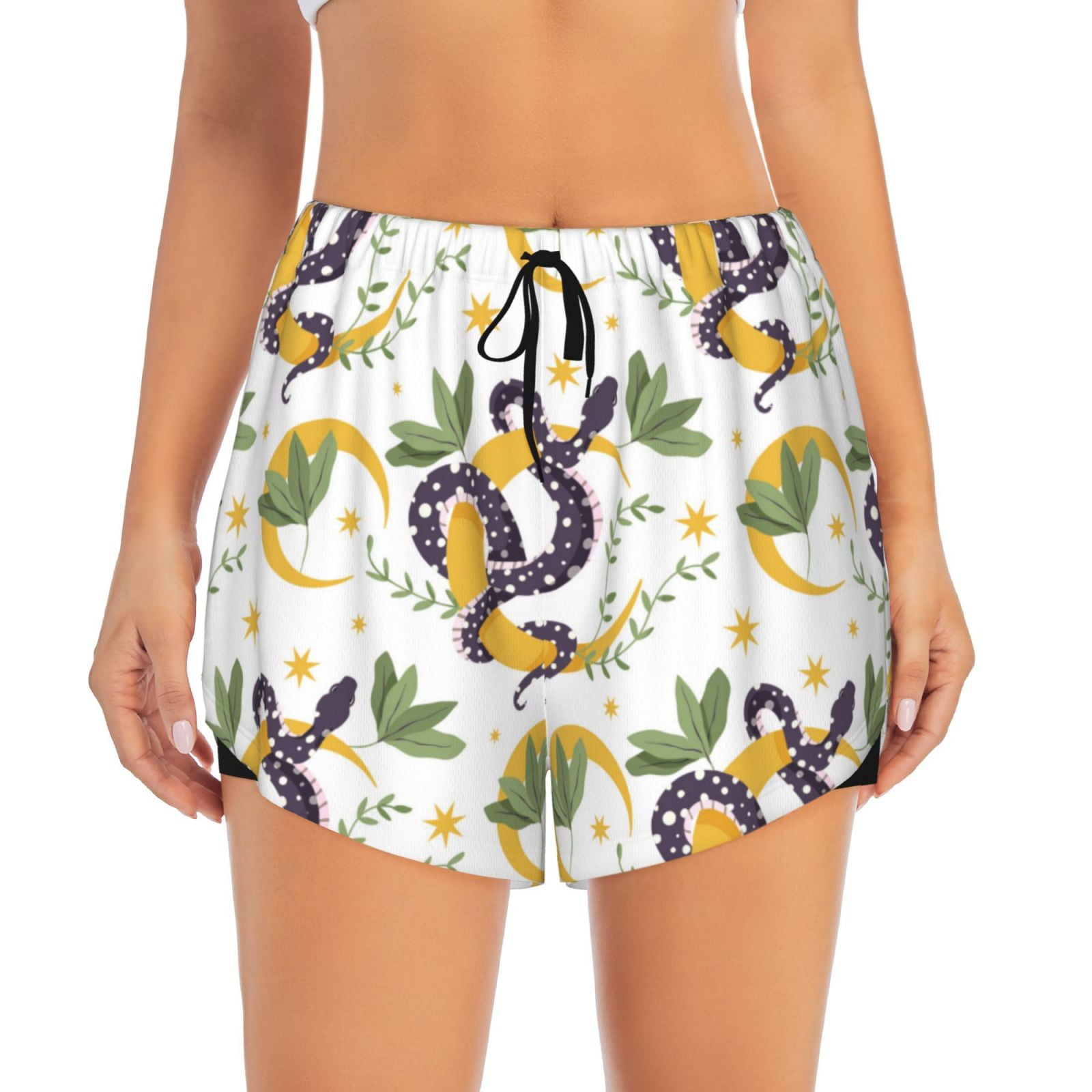 Running Shorts for Women Cartoon Cute Snake Plant Gym Athletic Shorts ...