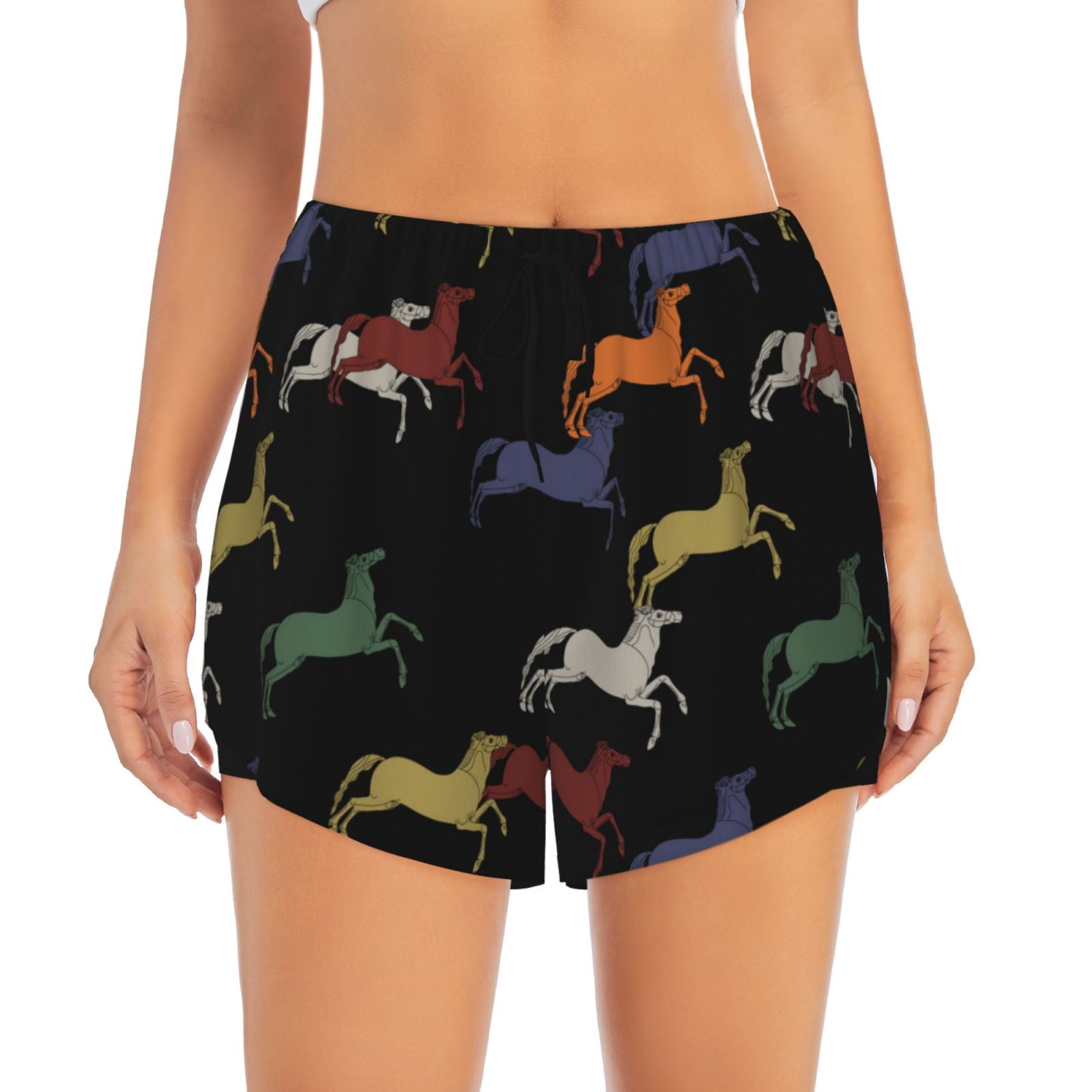 Running Shorts for Women - Classic Hand Drawn Cool Horse Athletic ...