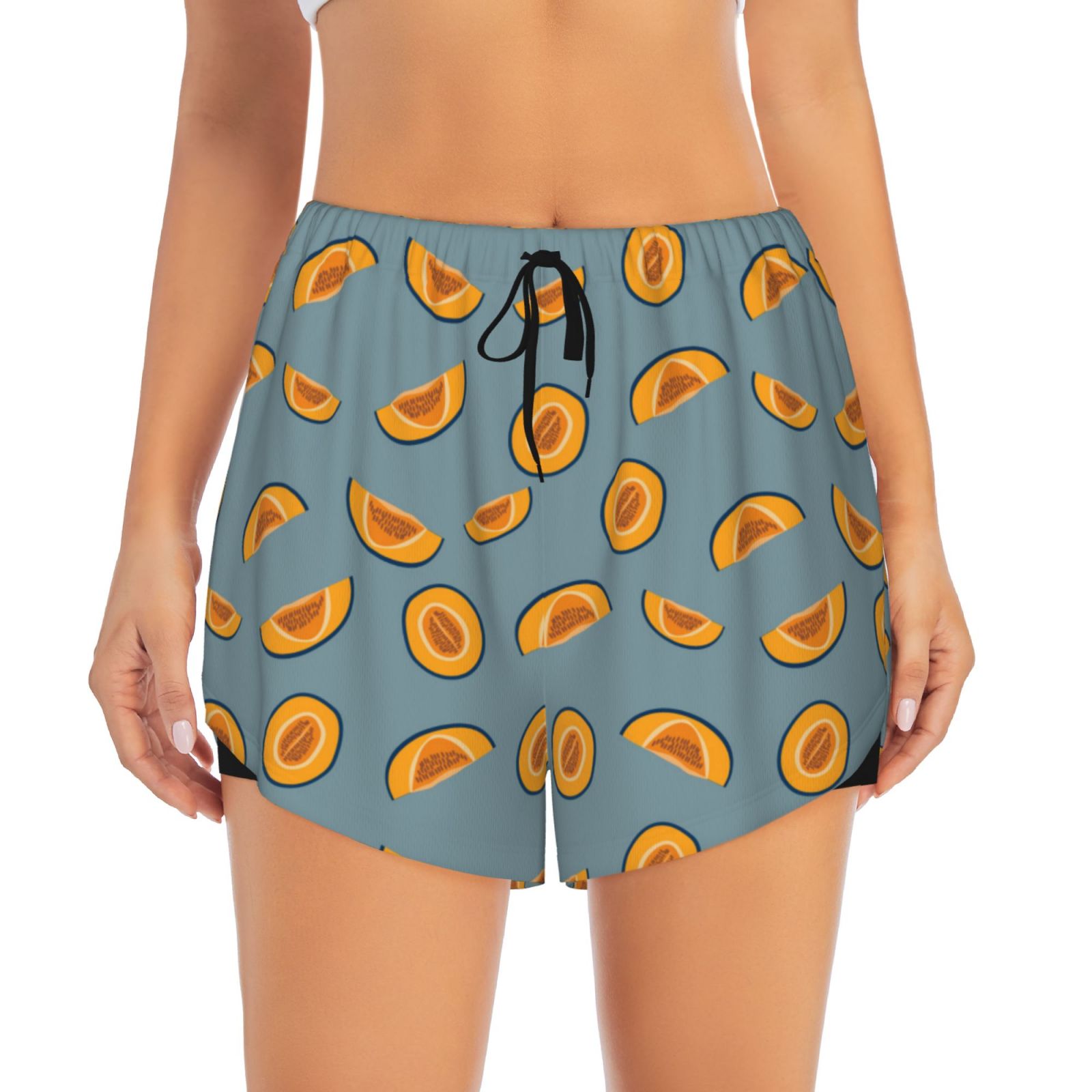 Running Shorts for Women Cute Orange Cantaloupe Gym Athletic Shorts ...