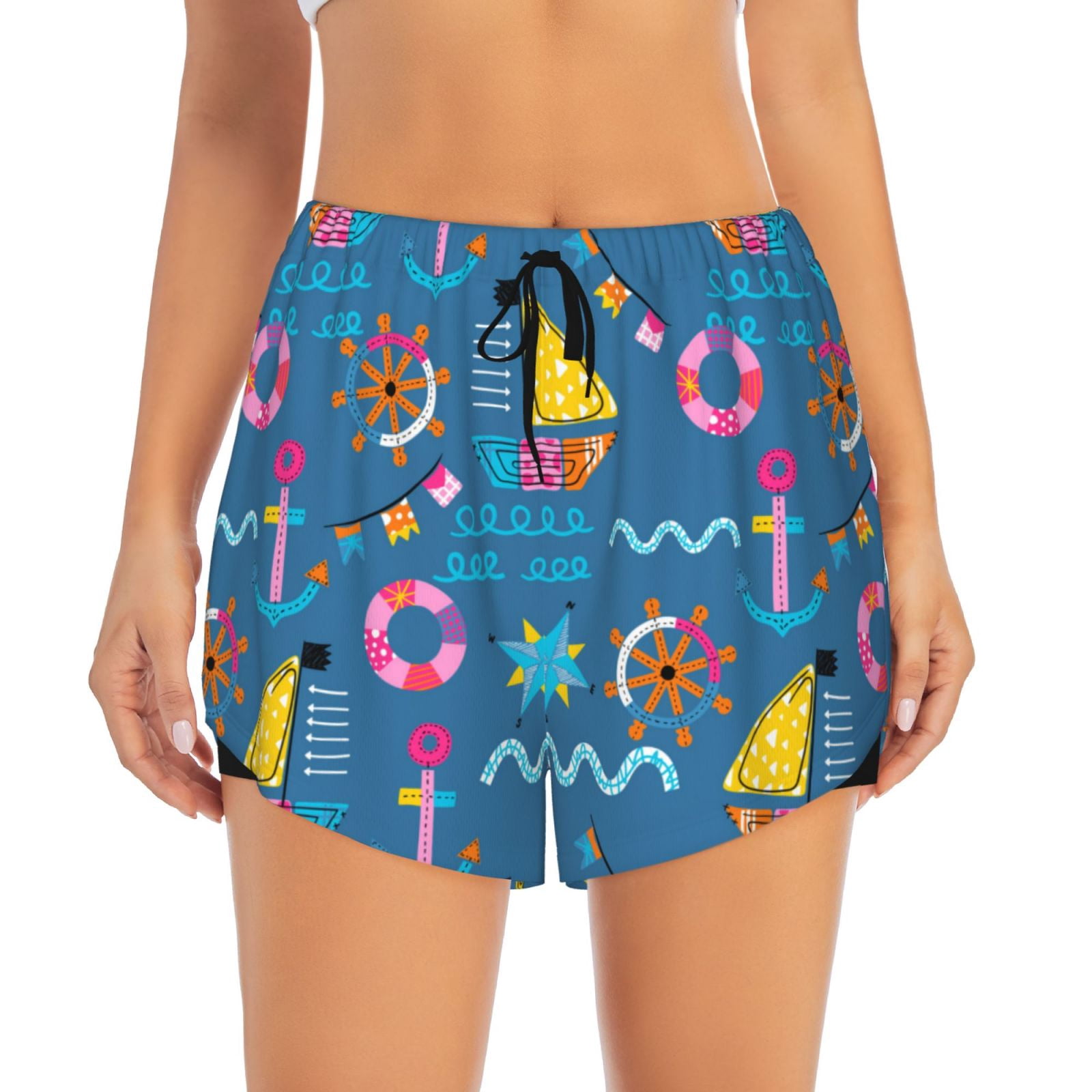 Running Shorts for Women, Sailboat With Sailing Workout Athletic Shorts ...