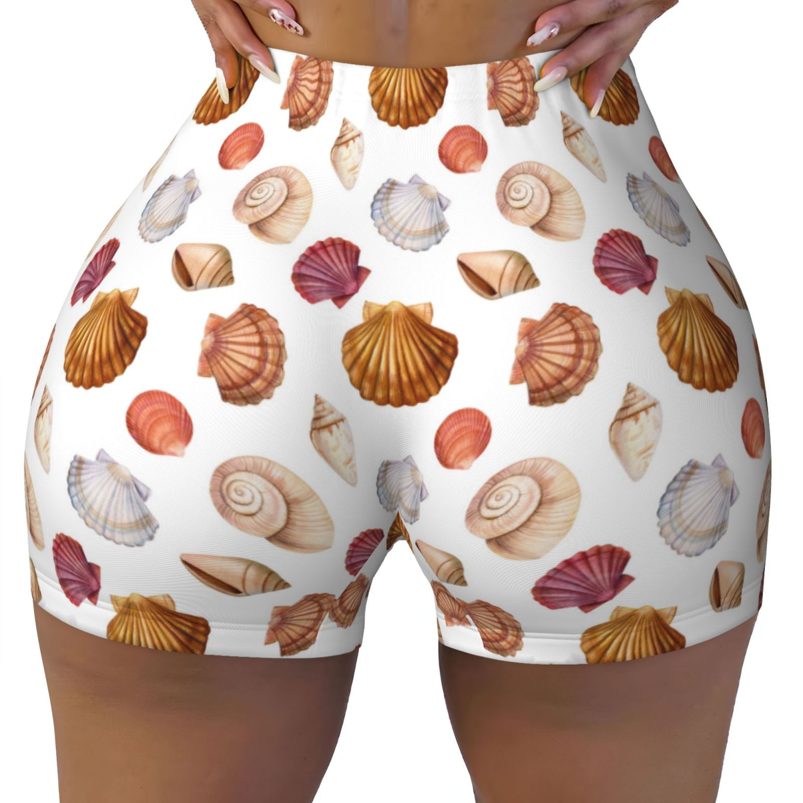 Running Shorts for Women, Shell Conch Yoga Gym Athletic Biker Workout ...