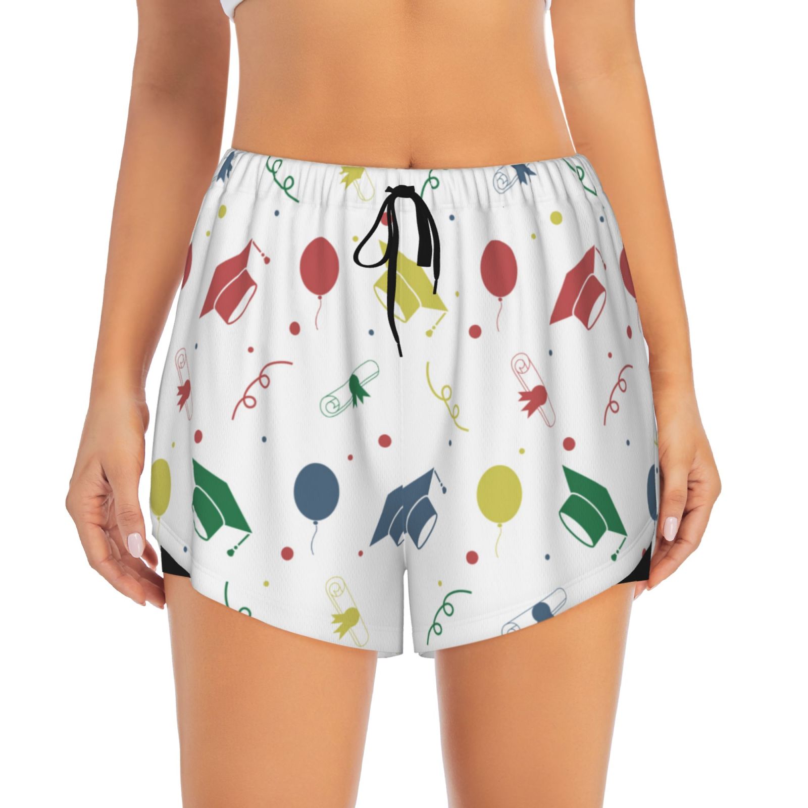Running Shorts for Women, graduation hat Workout Athletic Shorts with ...