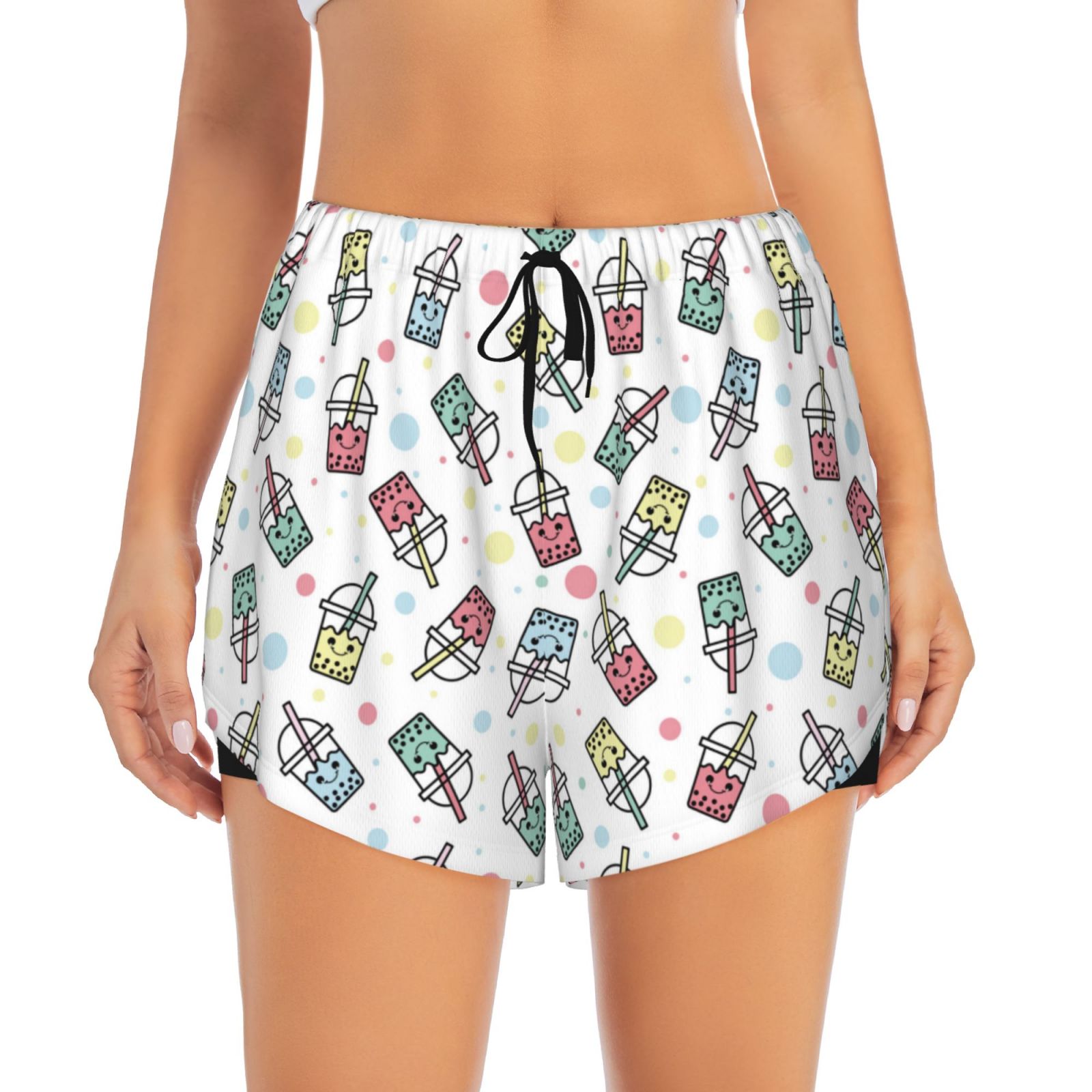 Running Shorts for Women milk tea No.802 Gym Athletic Shorts with ...