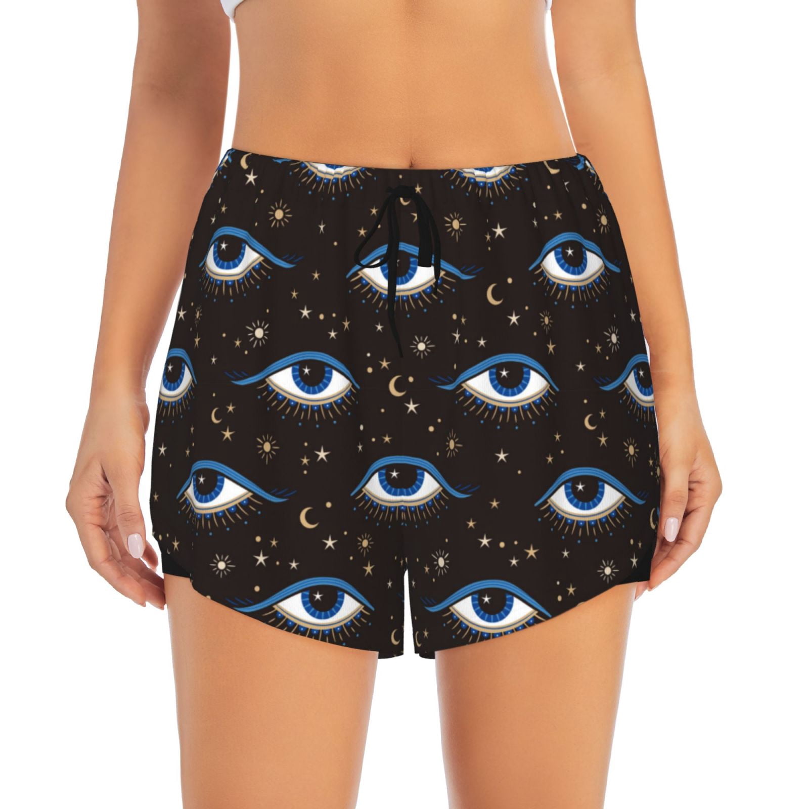 Running Shorts for Women, starry sky evil eye Workout Athletic Shorts ...