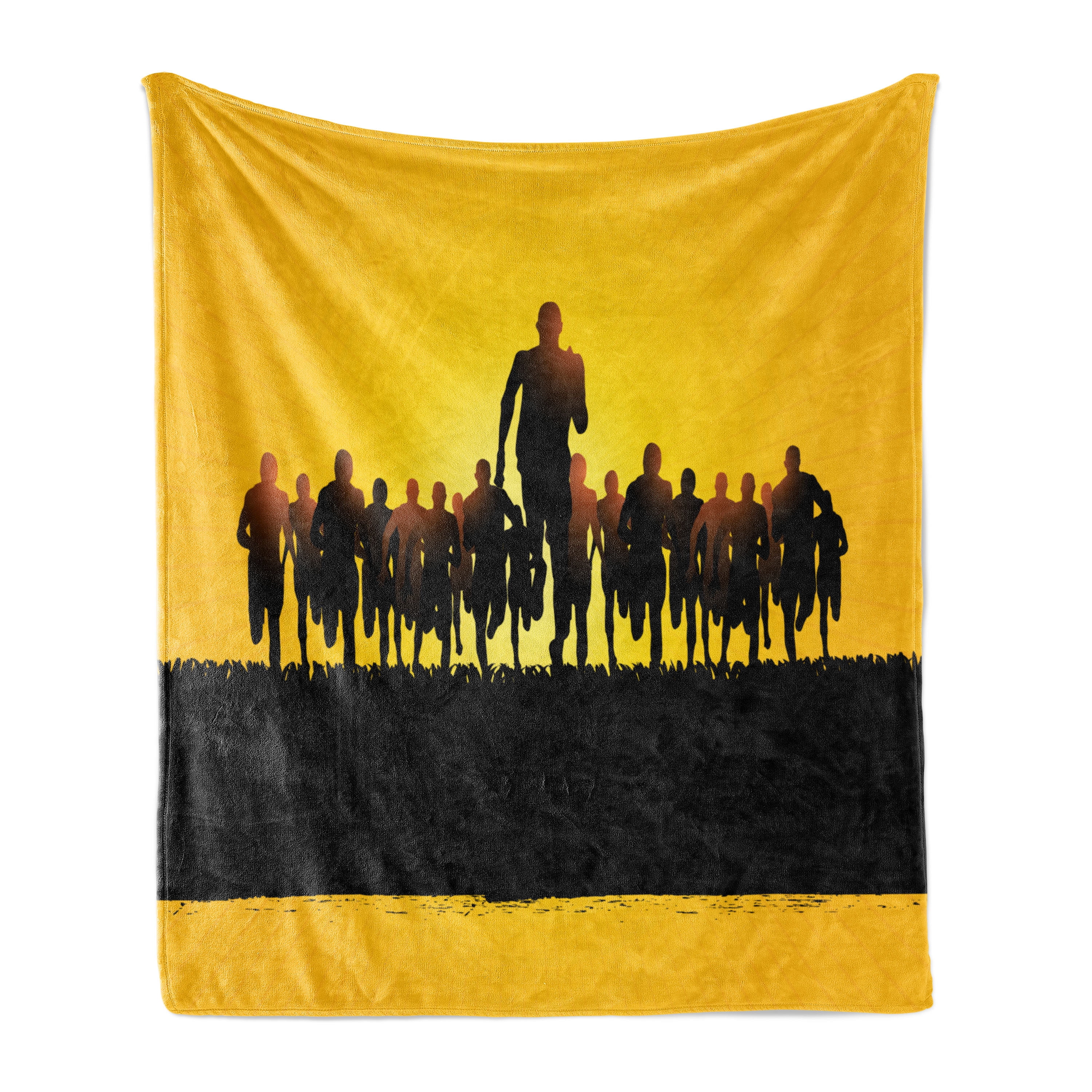 Running Soft Flannel Fleece Throw Blanket, Marathon Runners on a ...