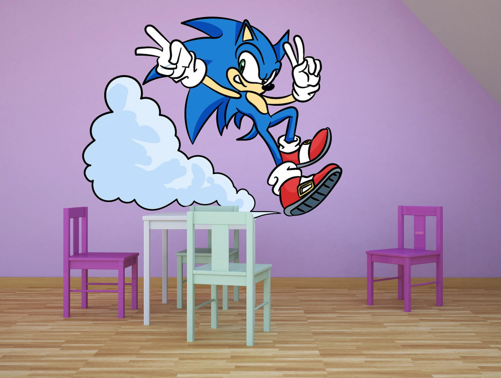 Running Sonic Hedgehog Peace Cartoon Game Decors Wall Sticker Art ...