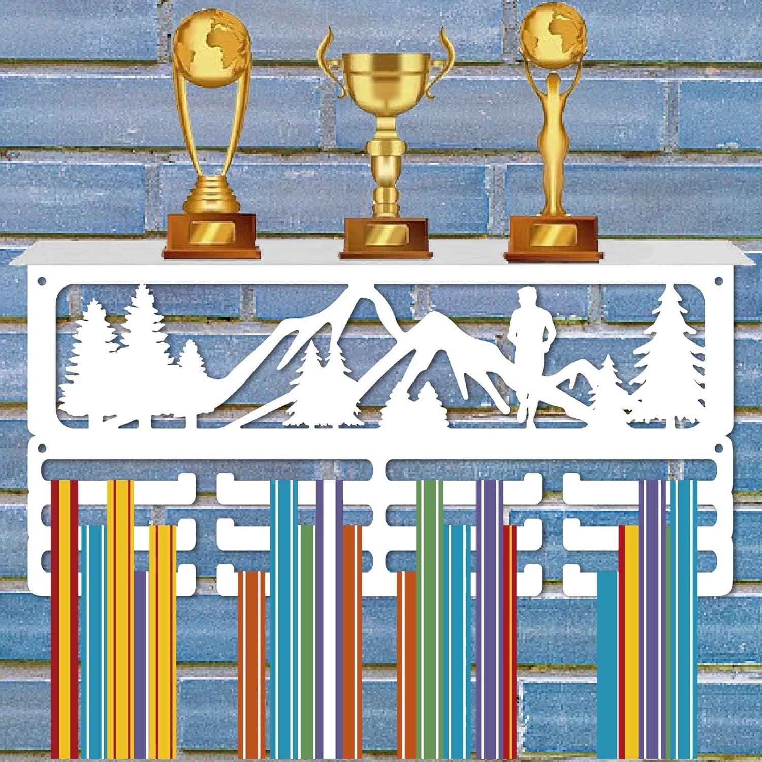 Running Sport Medal Holder Iron Medal Rack Wall Mount Decor 3 Lines ...