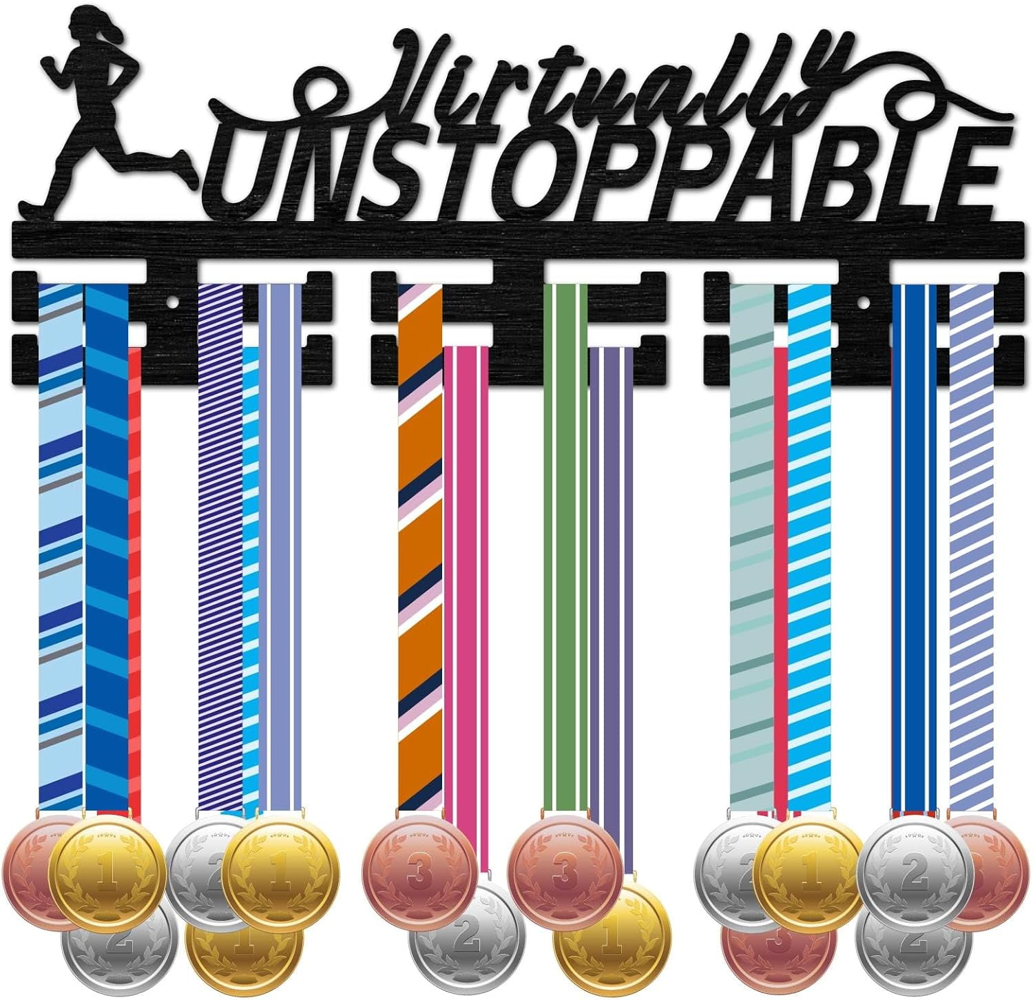 Running Sport Medal Holder Virtually Unstoppable Medal Rack Wall Mount ...