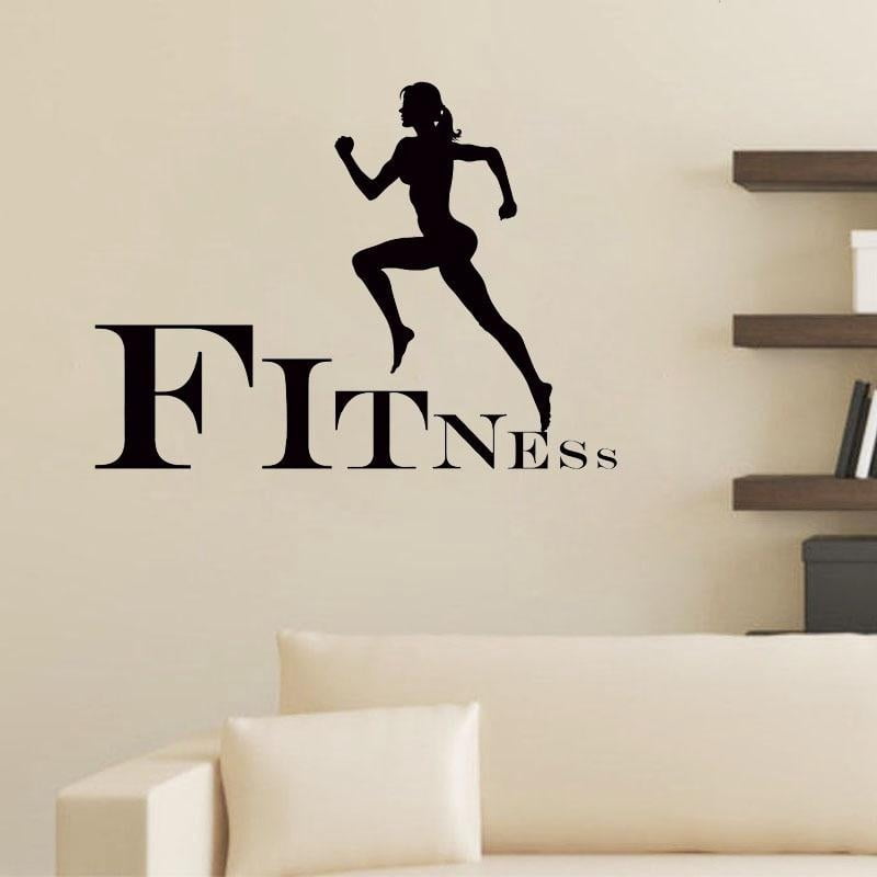 Running Sport Wall Sticker Jogging Fitness Gym Vinyl Wall Decal Fitness ...