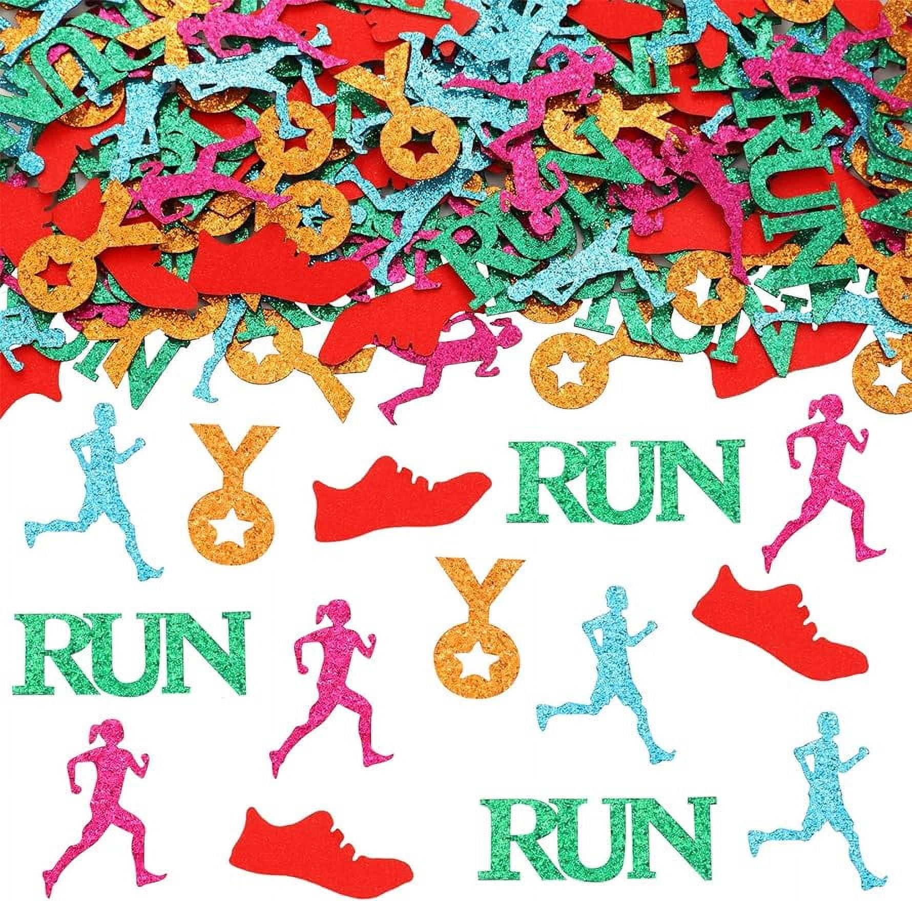 Running Themed Party Decorations, 200Pcs Running Confetti, Runner Medal ...