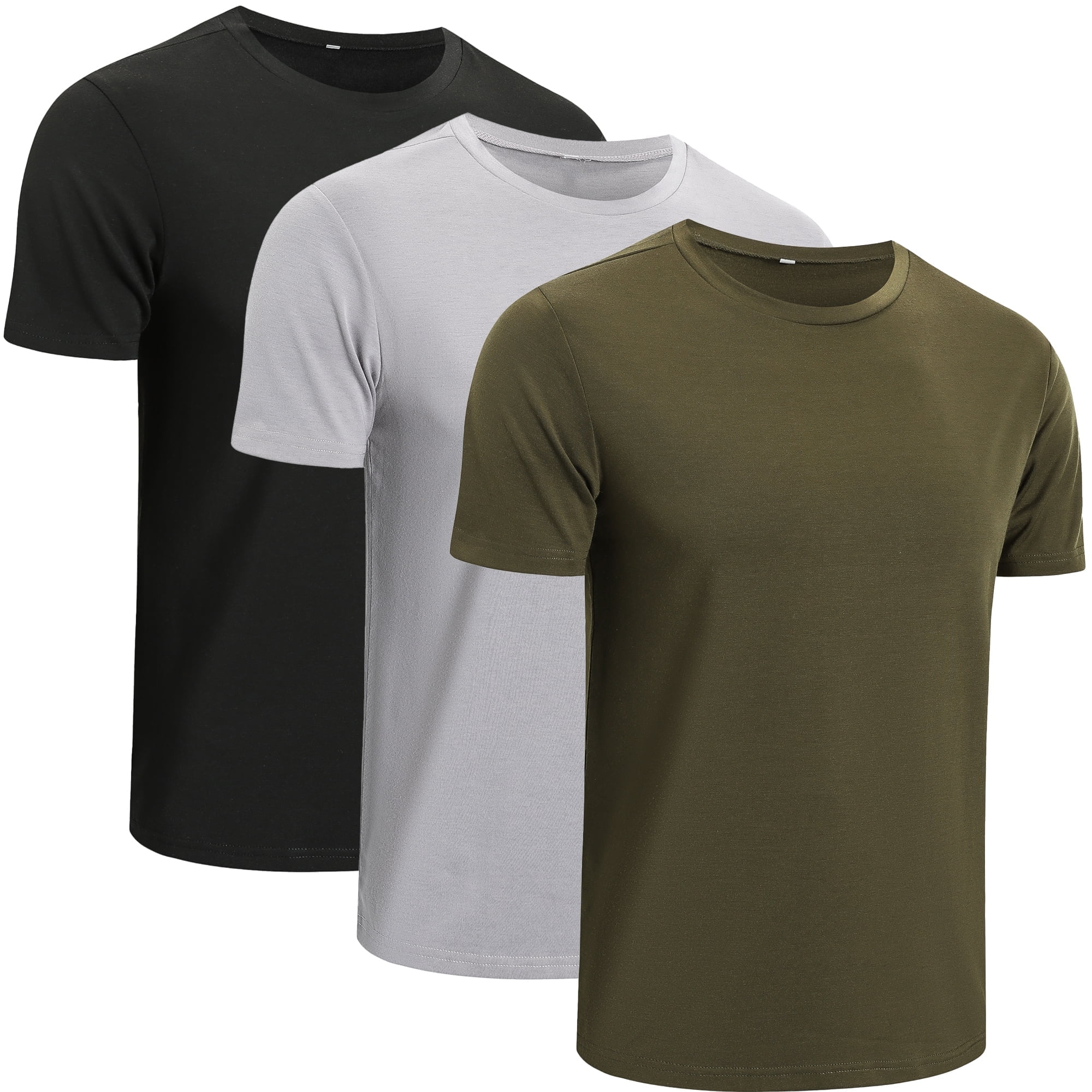 Running Top Men Casual Shirts Workout Plain Gym Moisture Wicking Active ...