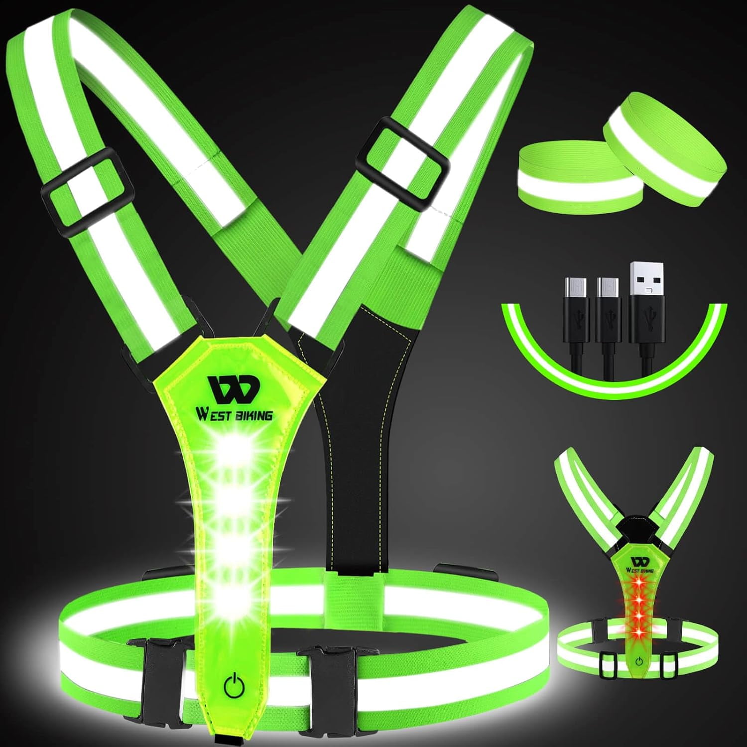 Running Vest Light - Led Running Reflective Gear for Walking at Night ...