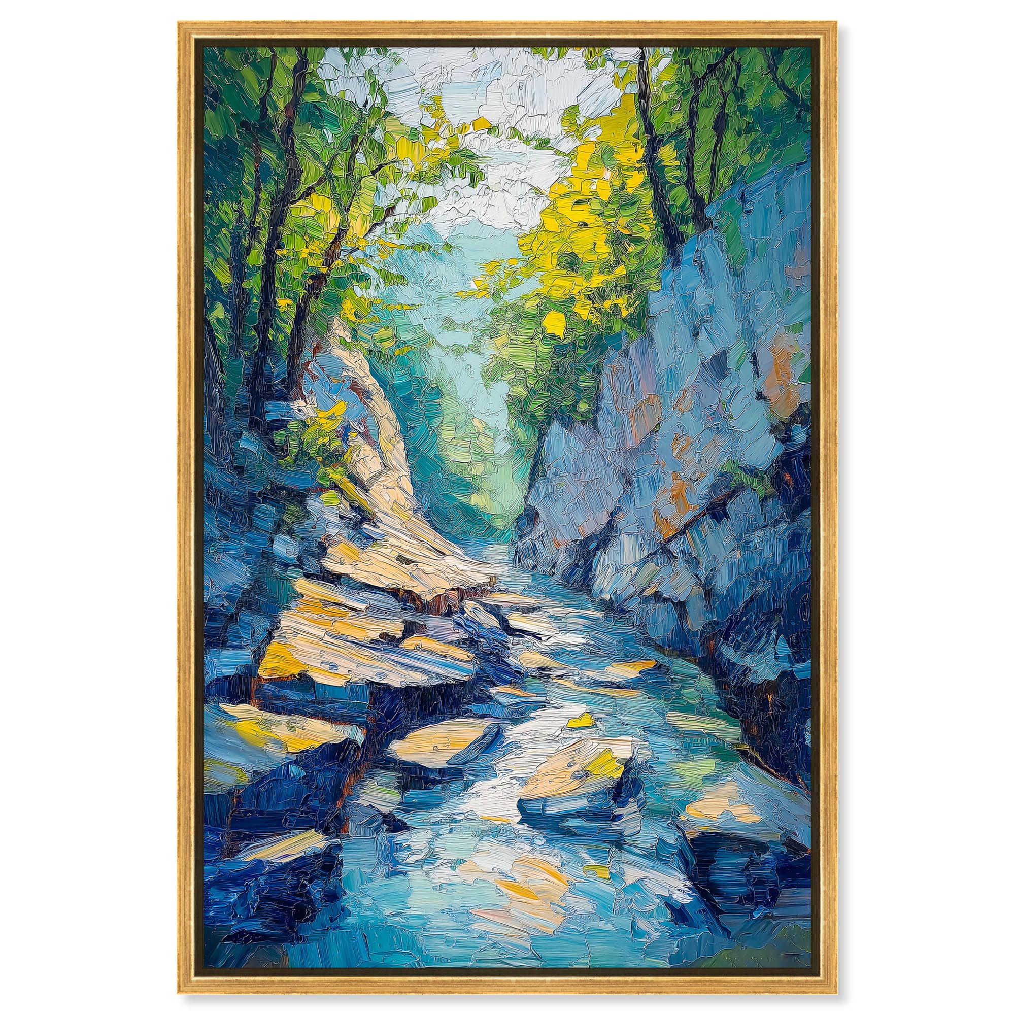 Running Wild Gorge Canvas Monet Coastal by Art Remedy, Gold Frame, 10 ...