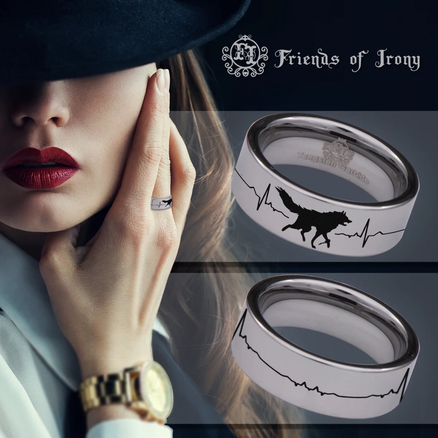 Running Wolf Lifeline Tungsten Carbide Ring - Walmart.com