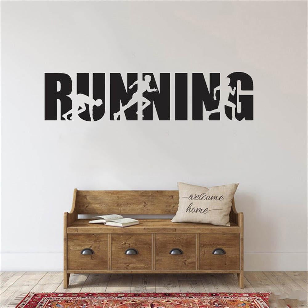 Running Word Lettering Wall Sticker Removable Runner Room Gym Vinyl ...