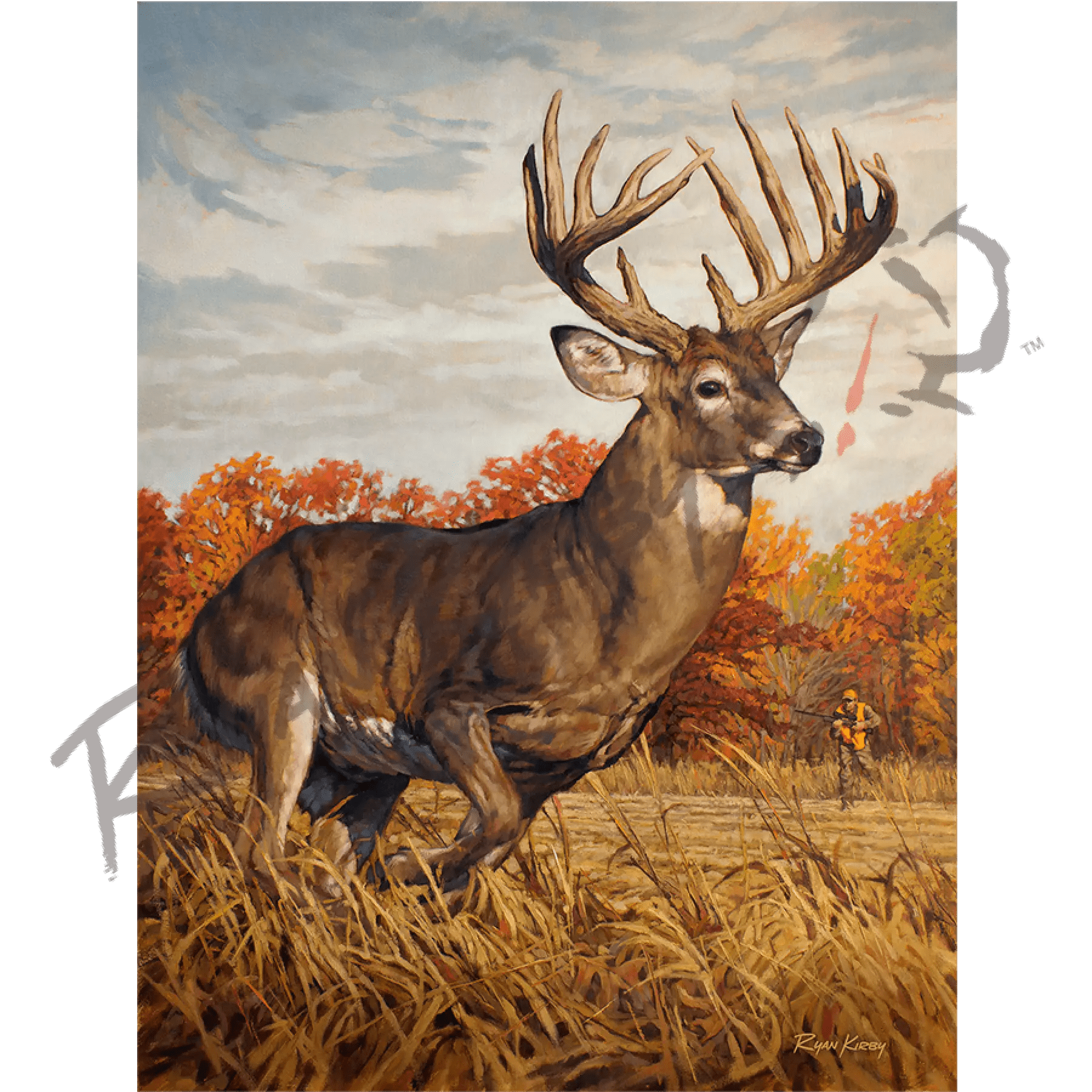 "Running and Gunning" White-tailed Deer Canvas Art Print - Walmart.com