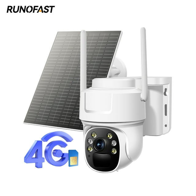 Runofast 4G LTE Security Camera with SIM Card, Outdoor Solar Camera ...