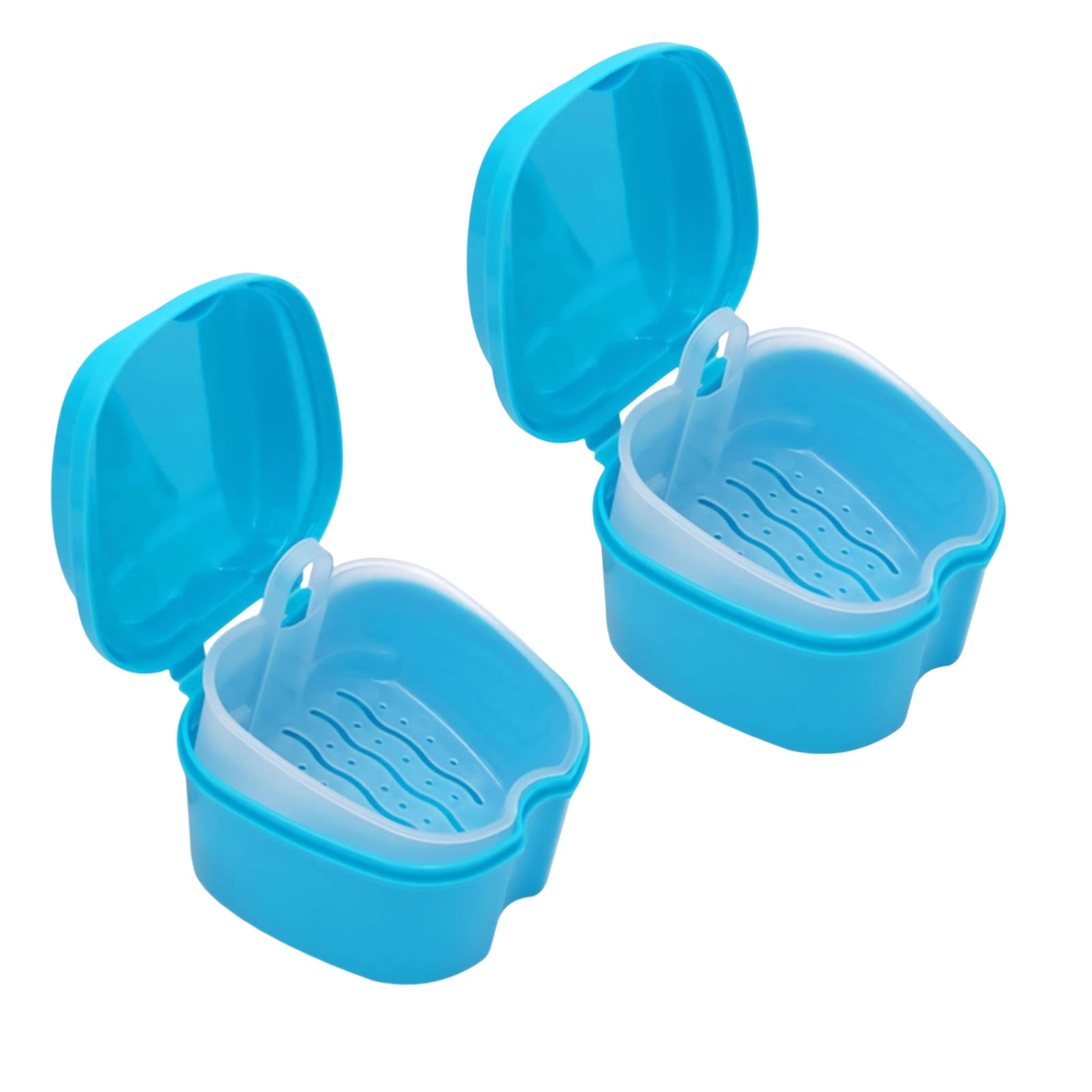 Runskmd 2 Pack Denture Bath Case Box with Hanging Net Container Basket ...