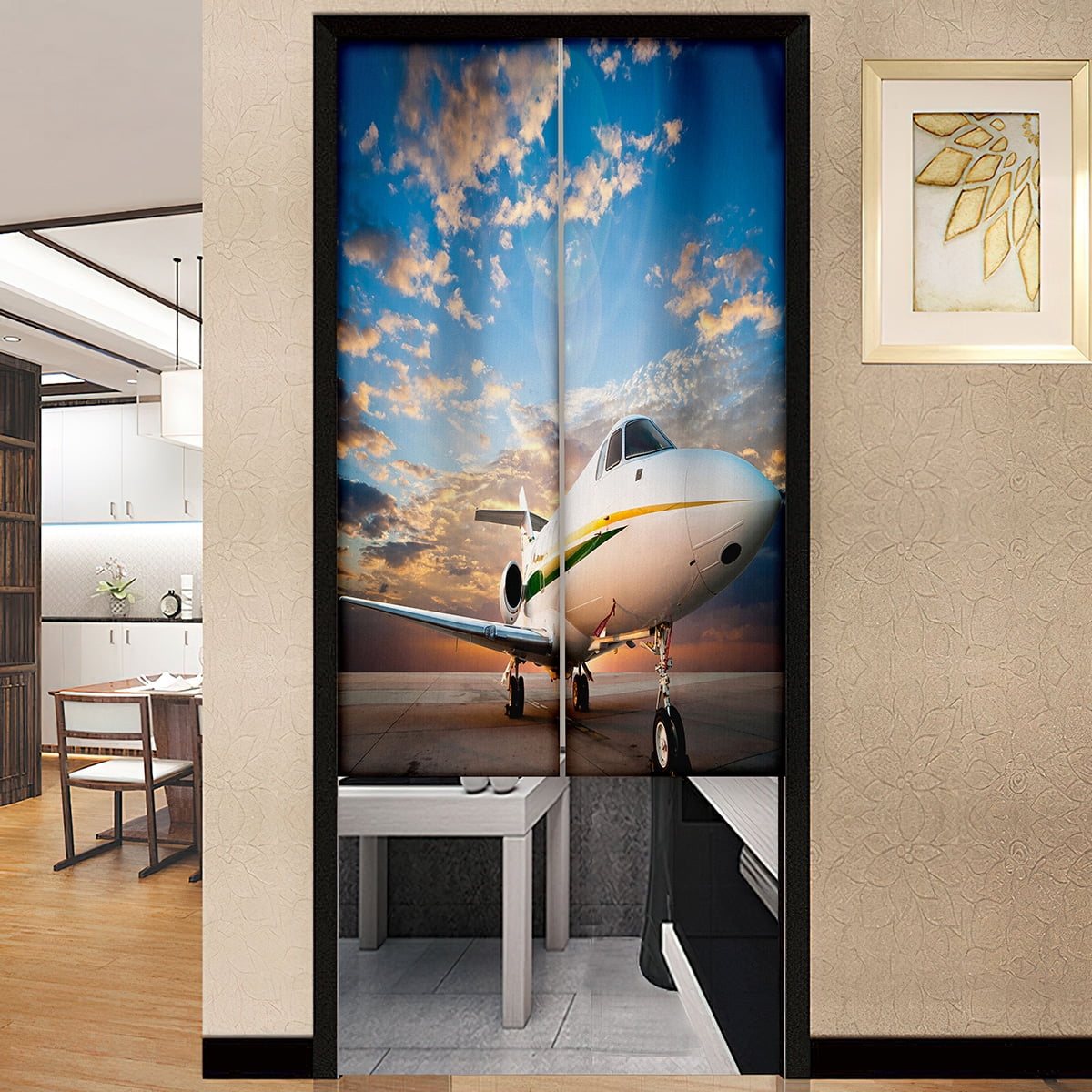 Runway Airfield Passenger Plane Door Curtain Sky Clouds Dawn Short ...