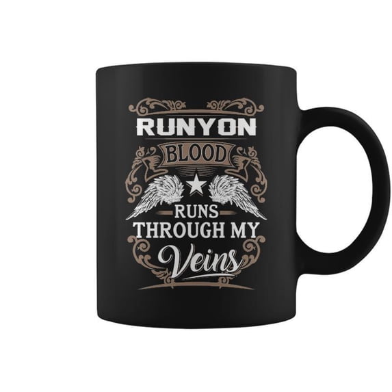 Runyon Name Gift Runyon Blood Runs Throuh My Veins Coffee Mugs ...