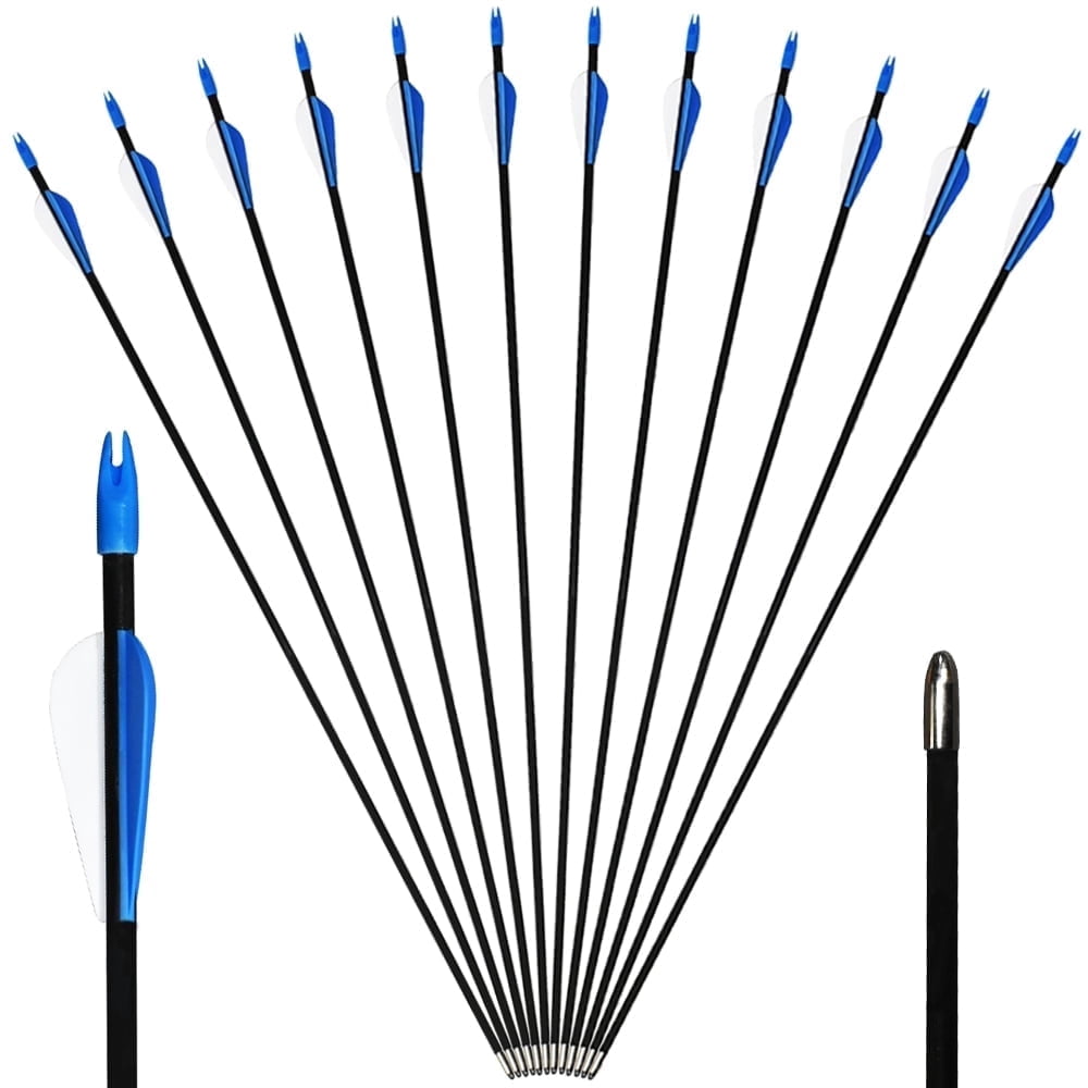 Runzkzy 29inch Fiberglass 6/12 PCS Archery and Hunting Arrows Combined ...